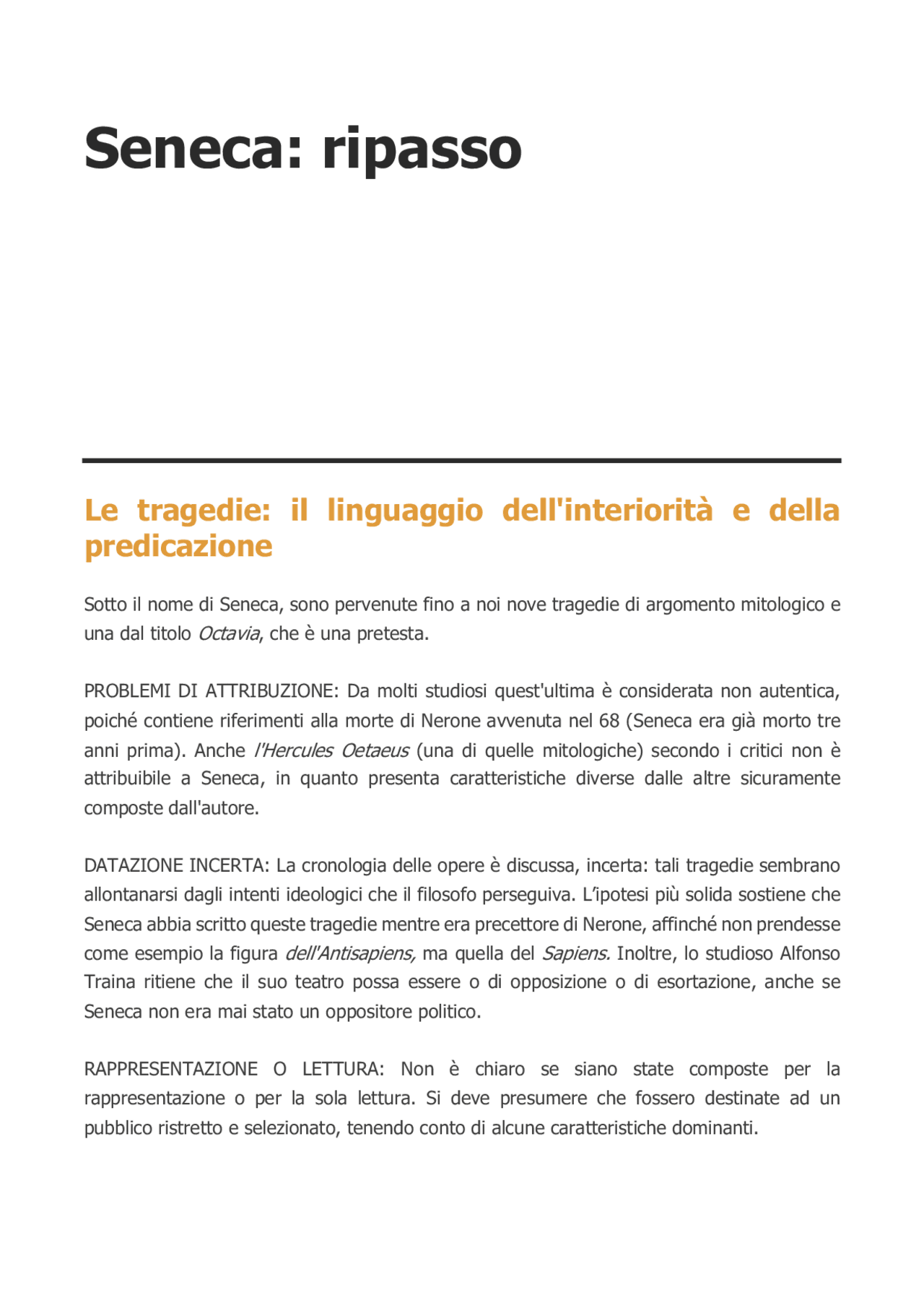Le tragedie di Seneca: il linguaggio dell'interiorità e della ...