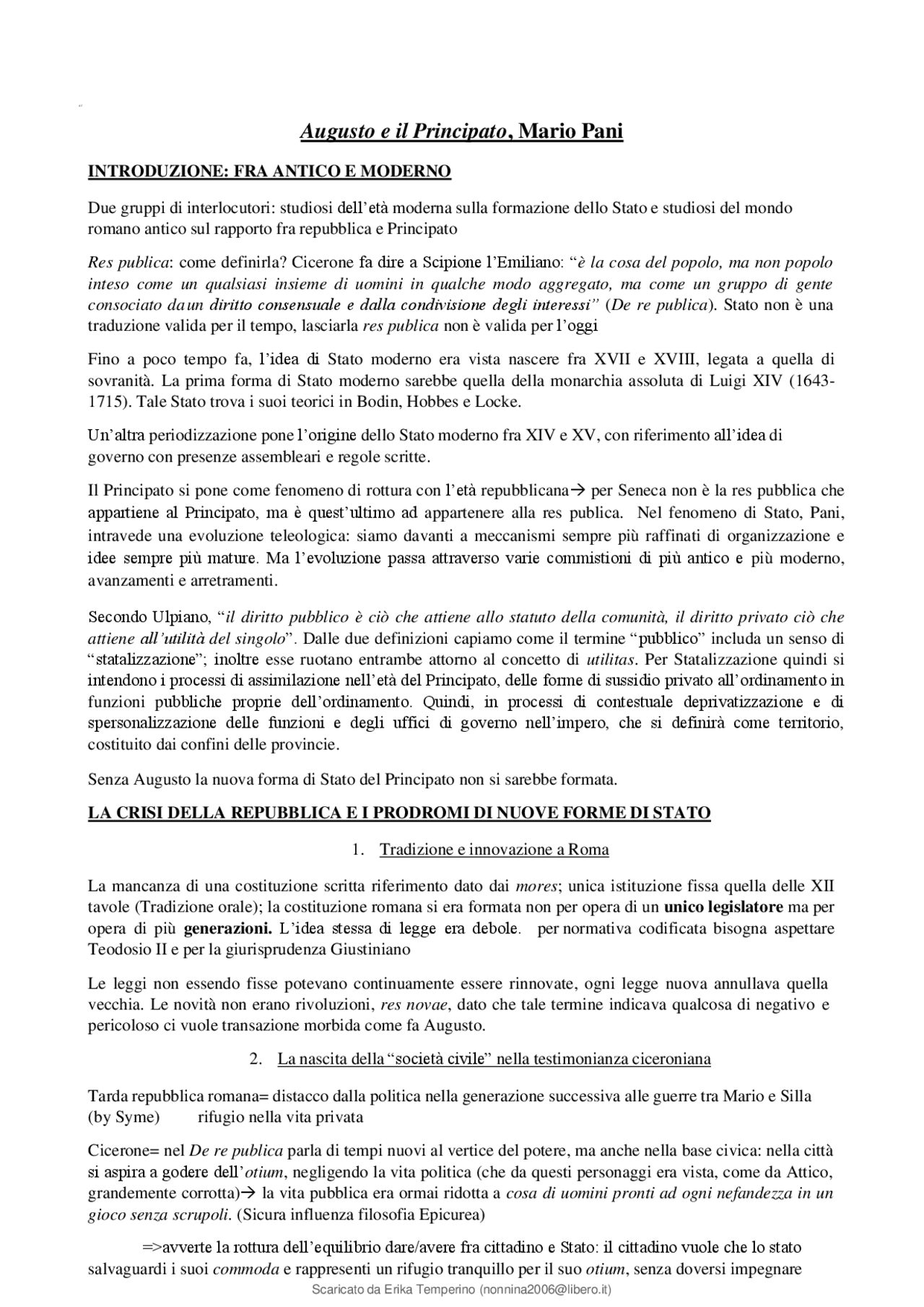 Augusto E Il Principato Docsity