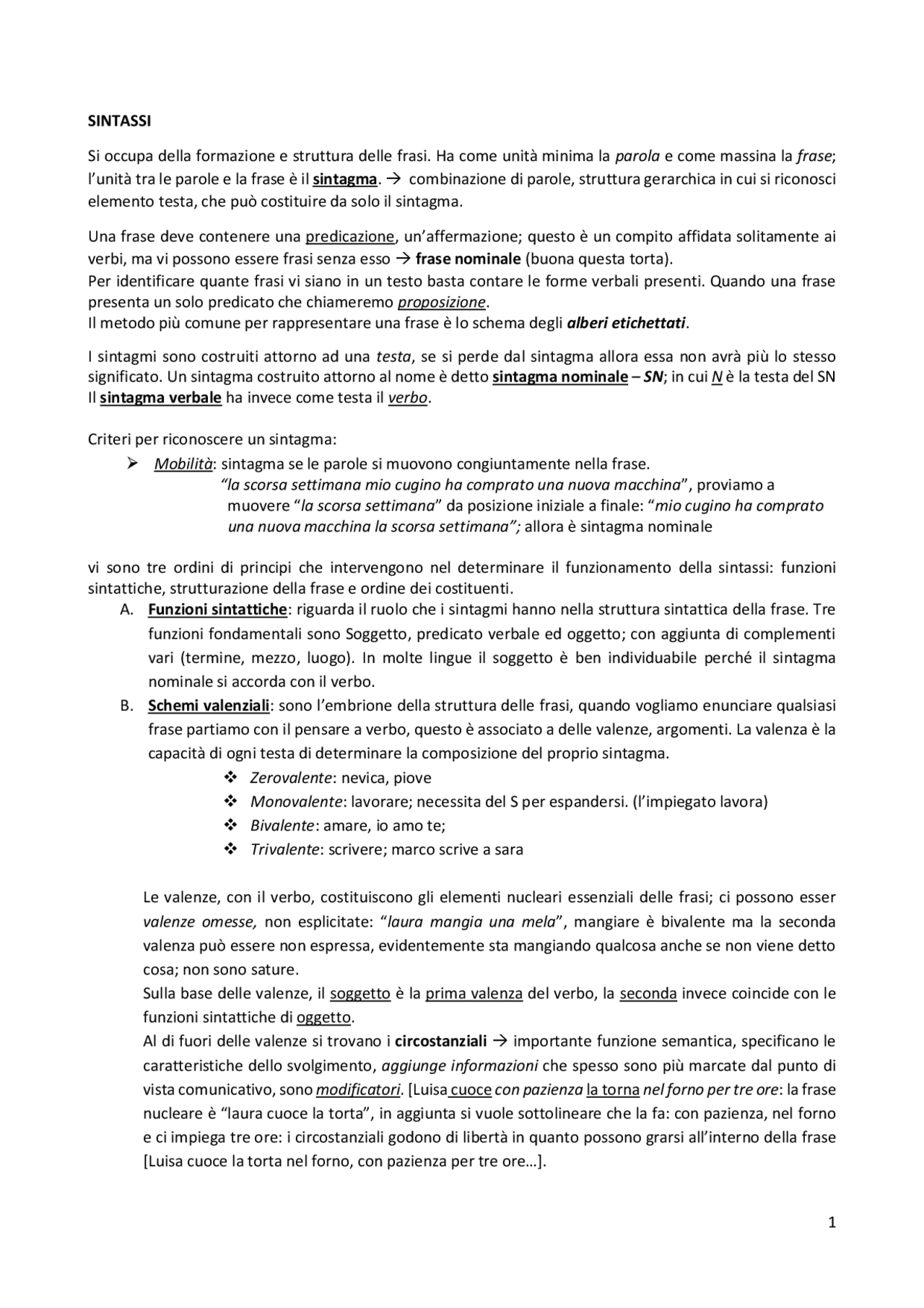 Glottologia, La sintassi - Docsity