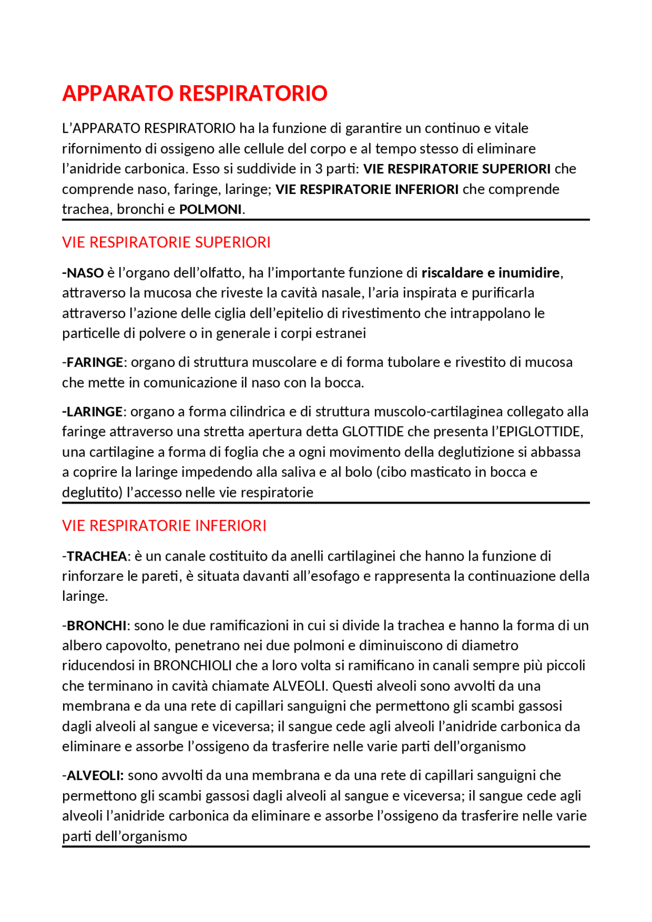 Apparato Respiratorio Docsity
