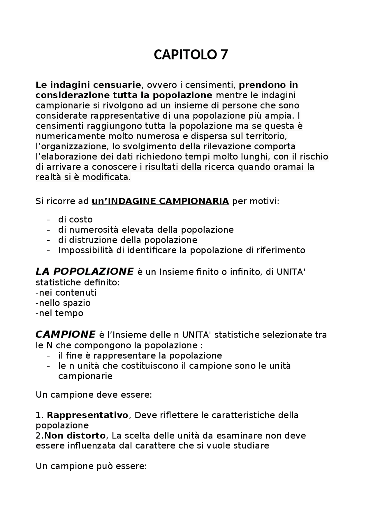 Tipi Di Campionamento Docsity