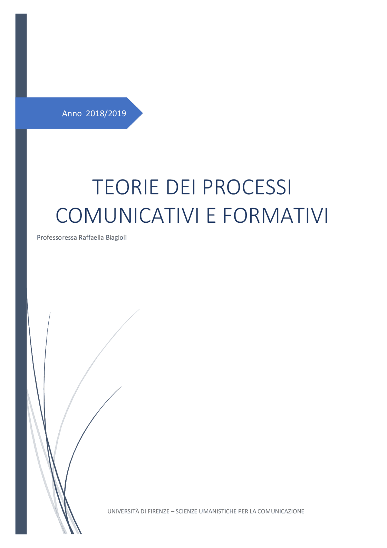 Teorie Dei Processi Comunicativi E Formativi Raffaella Biagioli Docsity