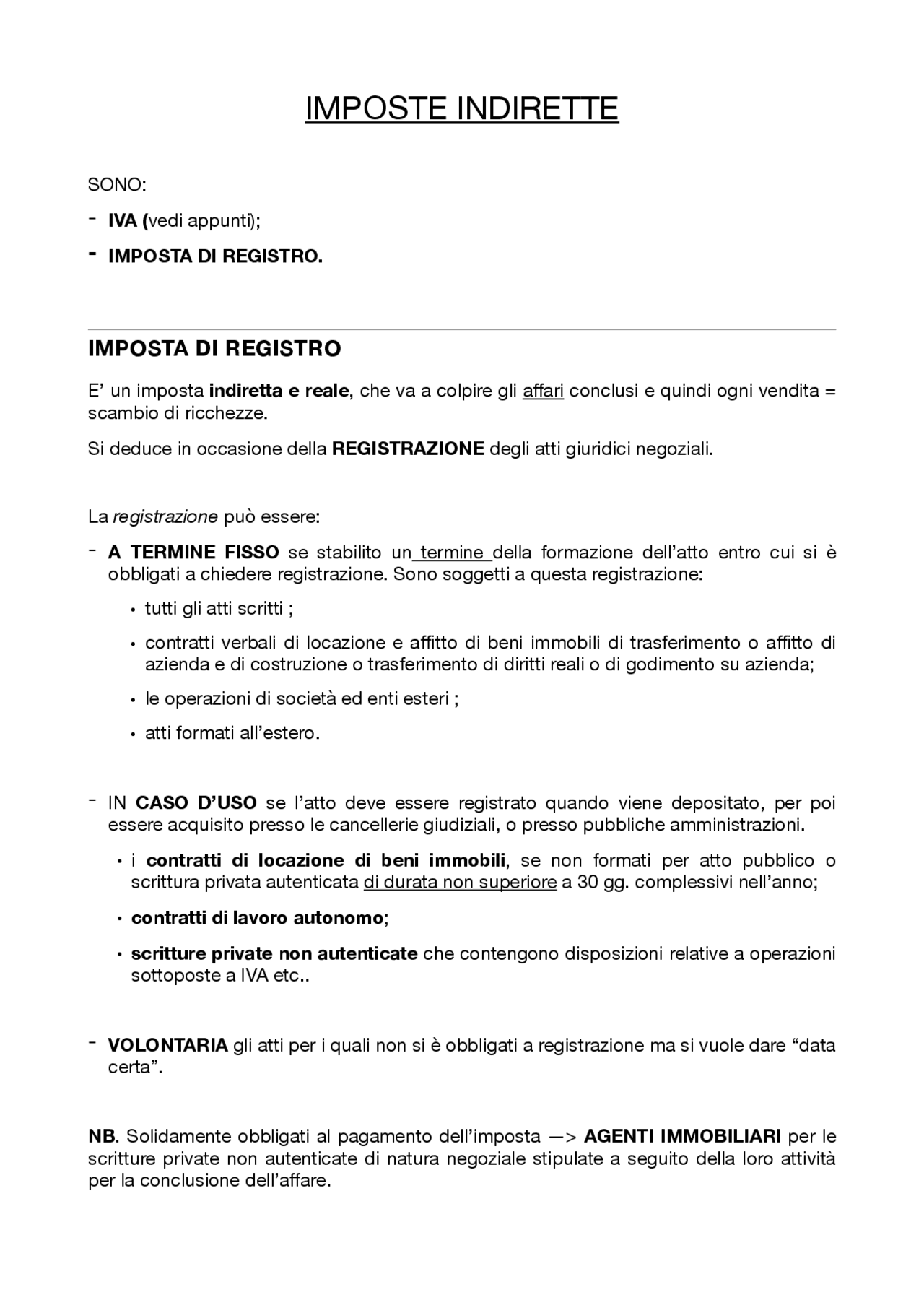 Imposte Indirette Riassunto Docsity