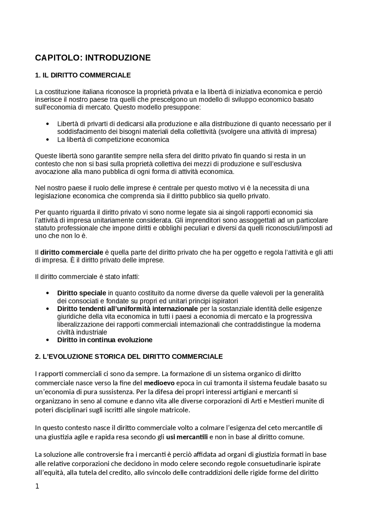 Diritto Commerciale Primo Modulo Docsity