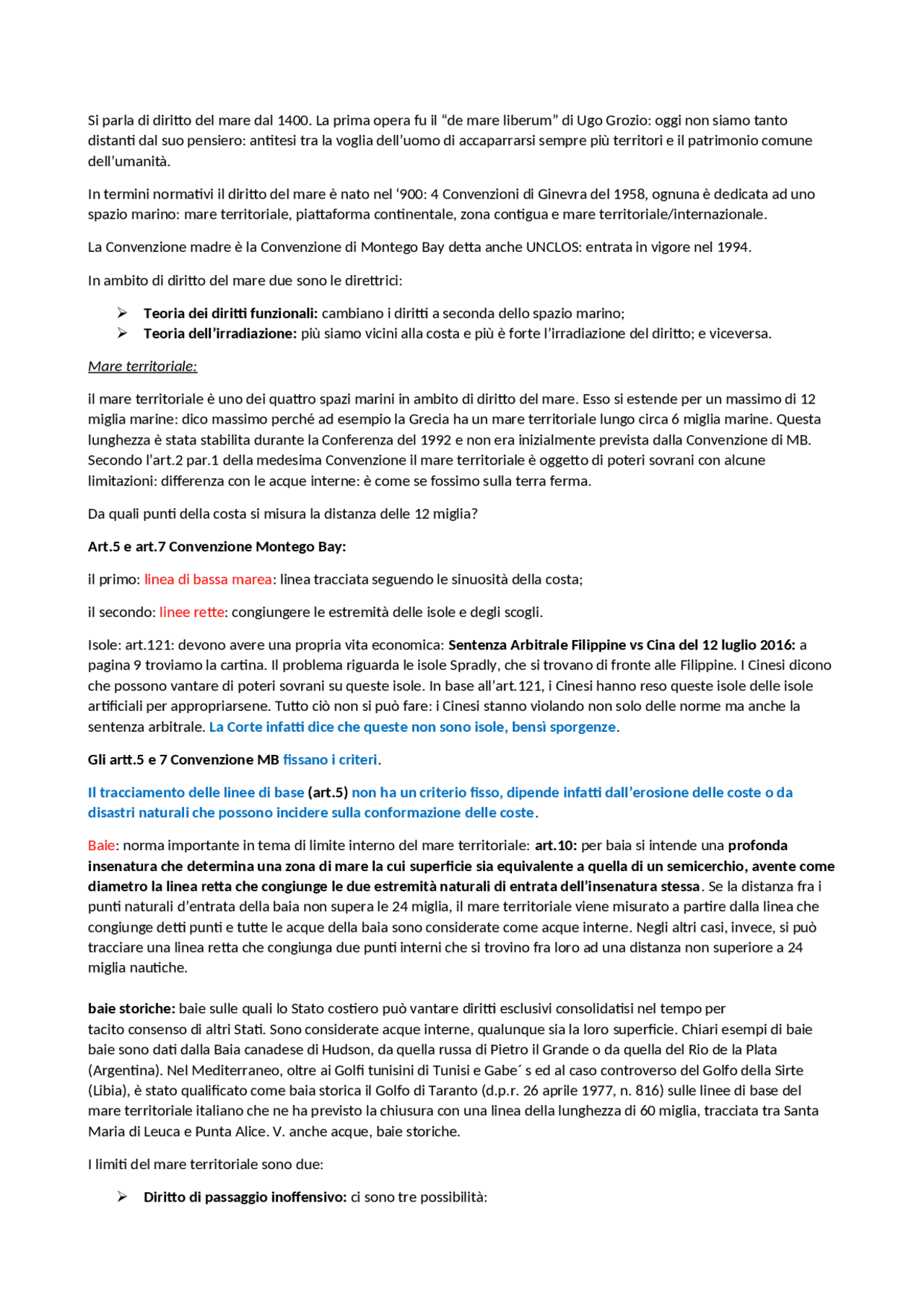 Riassunto diritto del mare (diritto internazionale) - Docsity