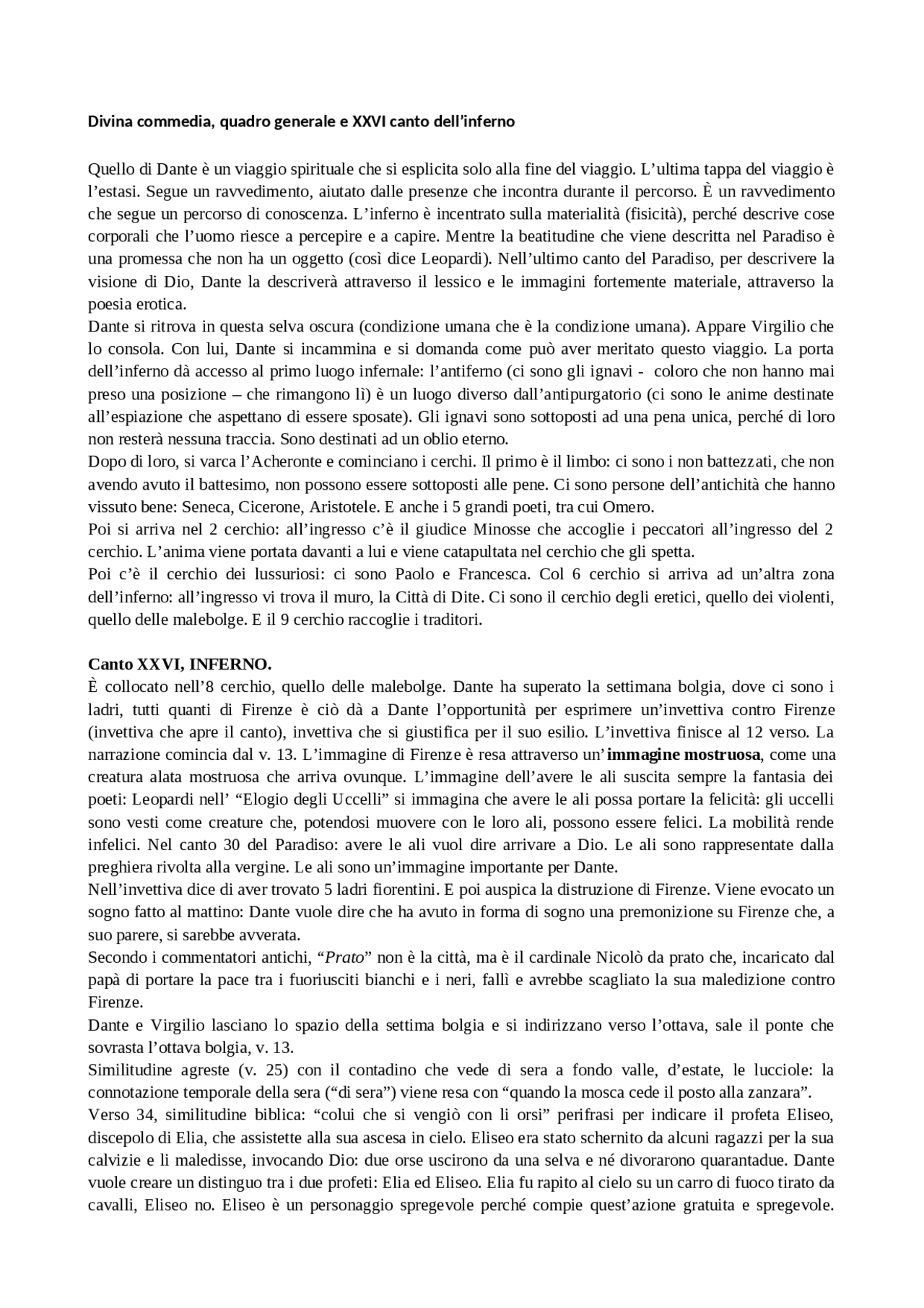 Divina Commedia Appunti Lezione Docsity
