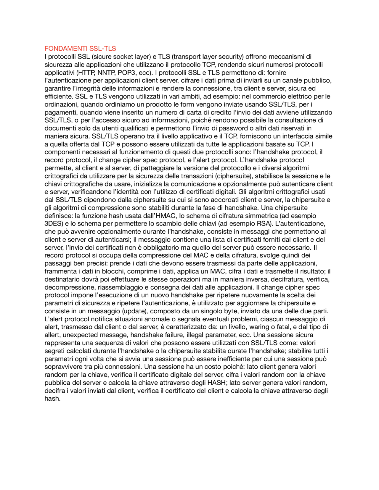 Sintesi Sui Concetti Fondamentali Del Ssl Tls Docsity
