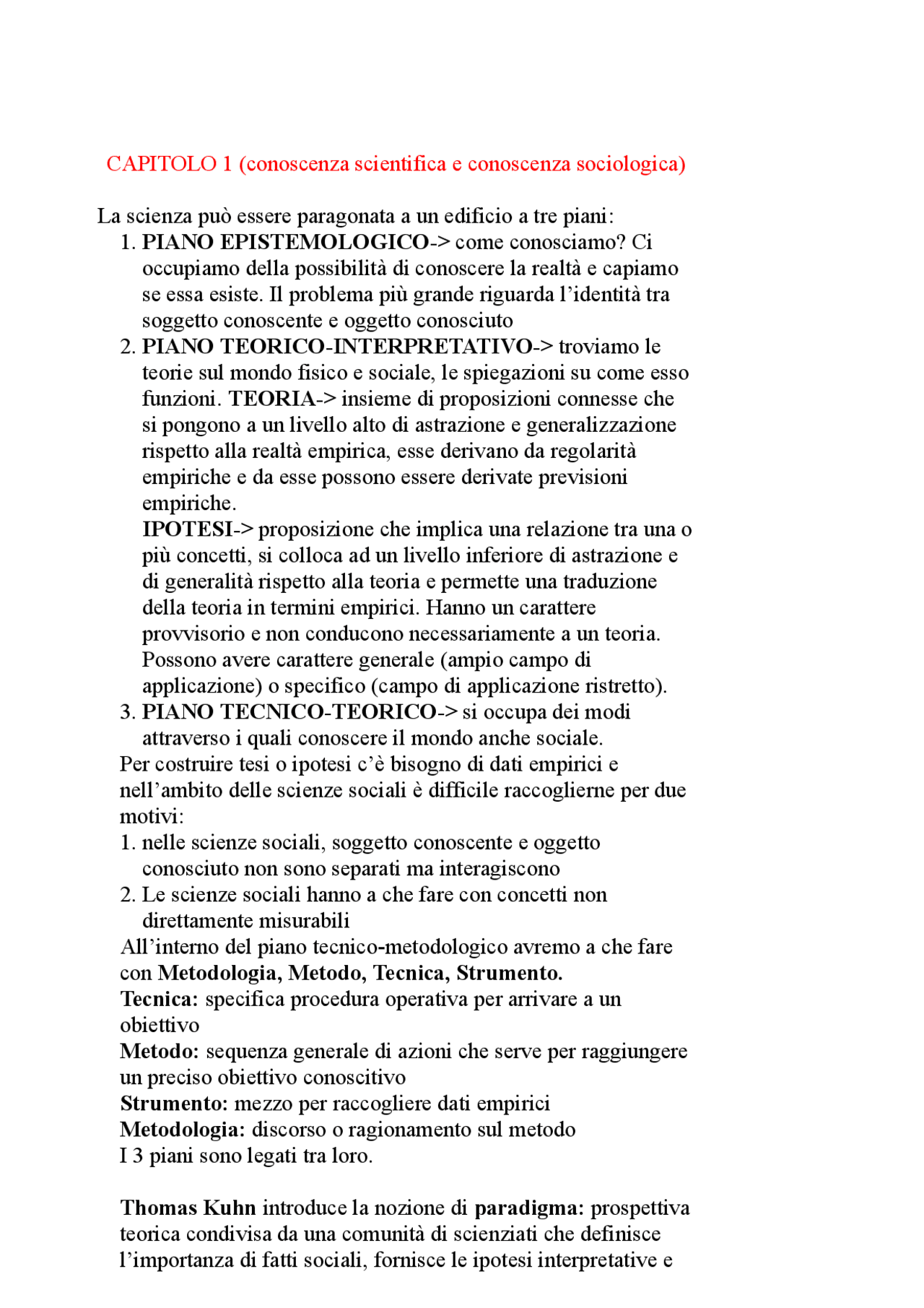 Riassunto Di Metodologia Docsity
