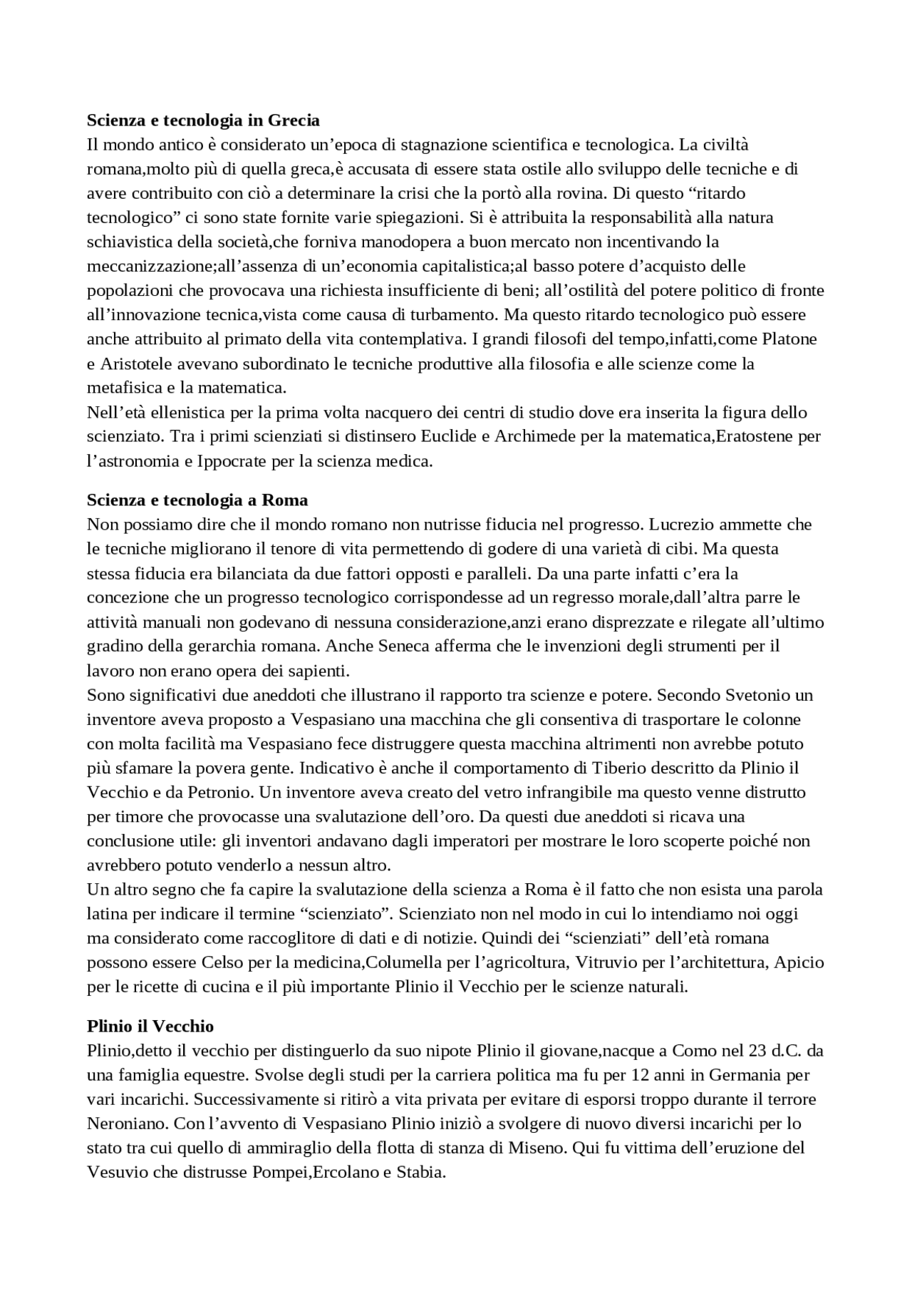 Plinio Il Vecchio E Quintiliano Docsity