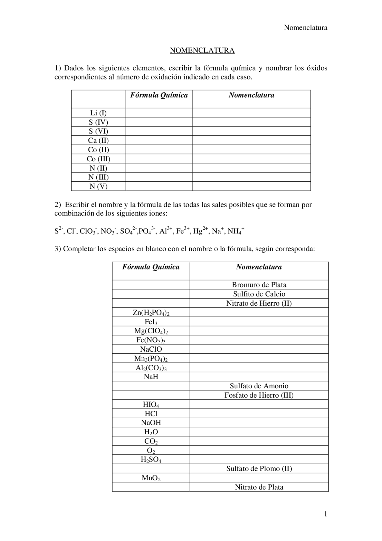 Exercicios De Quimica Para Practicar Docsity