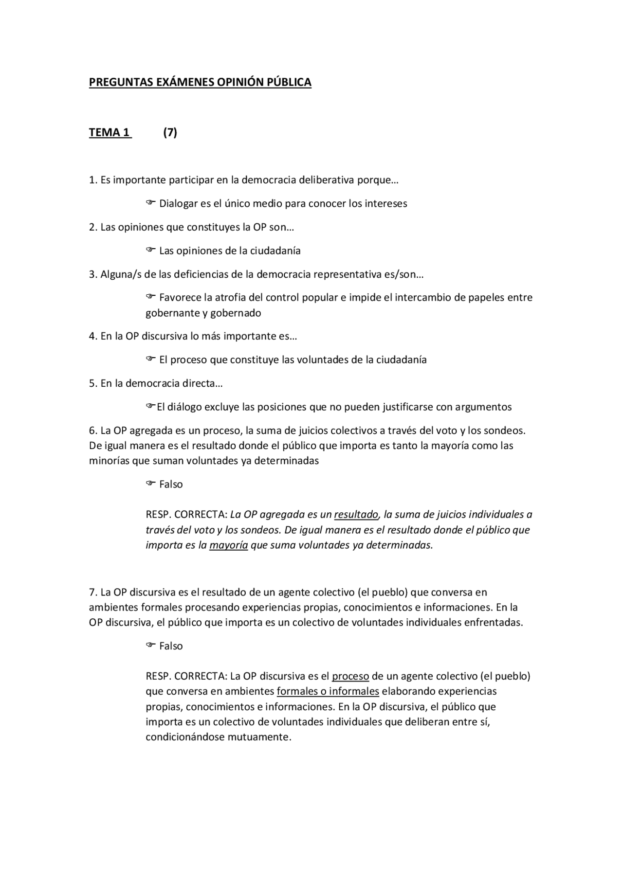 Examen Opinión Pública Docsity
