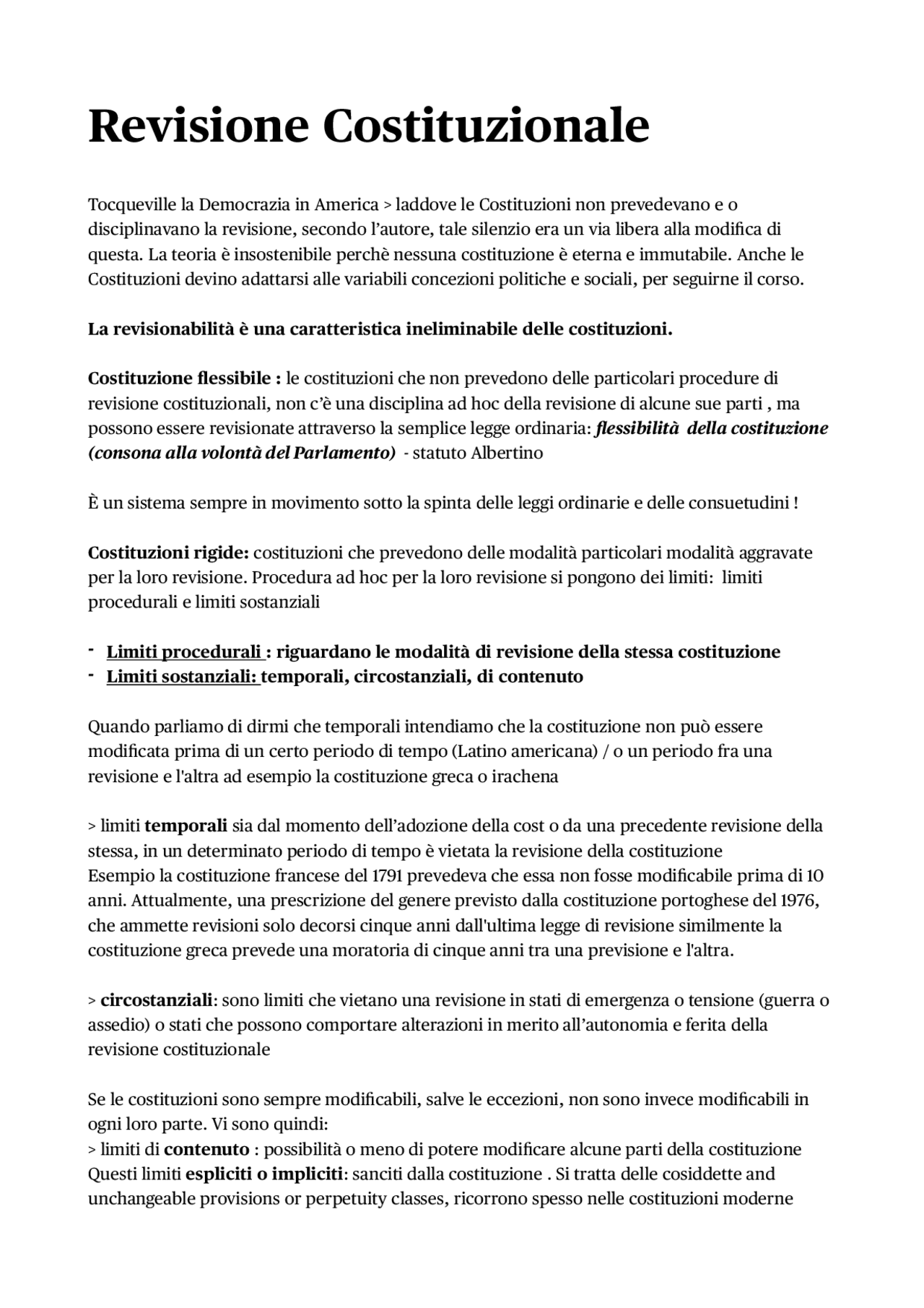 Revisione costituzionale - Docsity