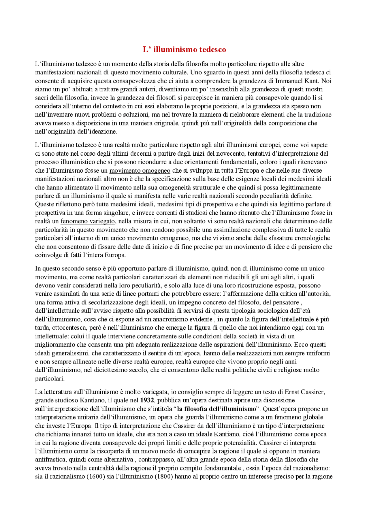 Illuminismo Tedesco Thomasius E Wolff Docsity