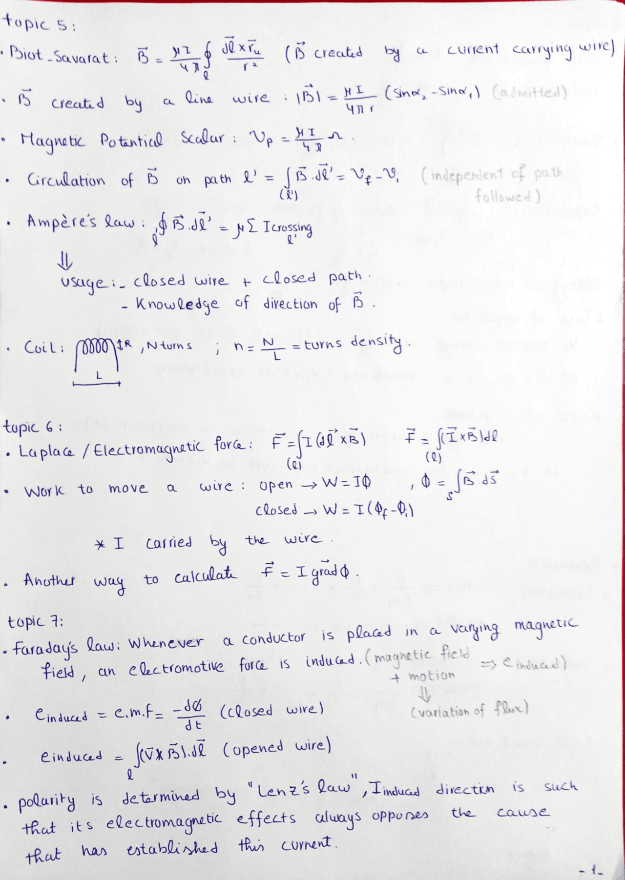 Electricity Summary Electromagnetism Docsity