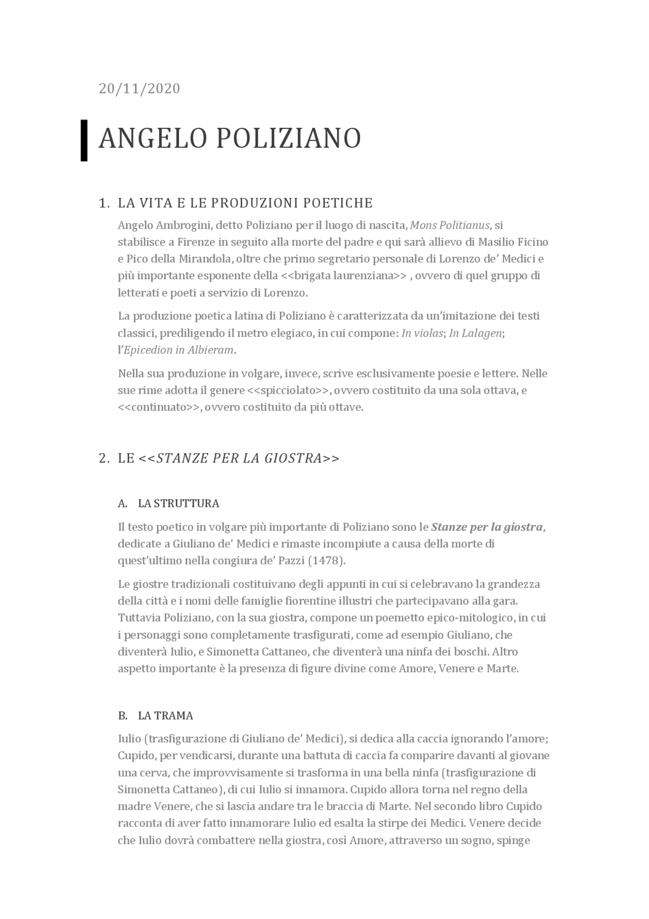 Angelo Poliziano Completo UniversitÀ Docsity