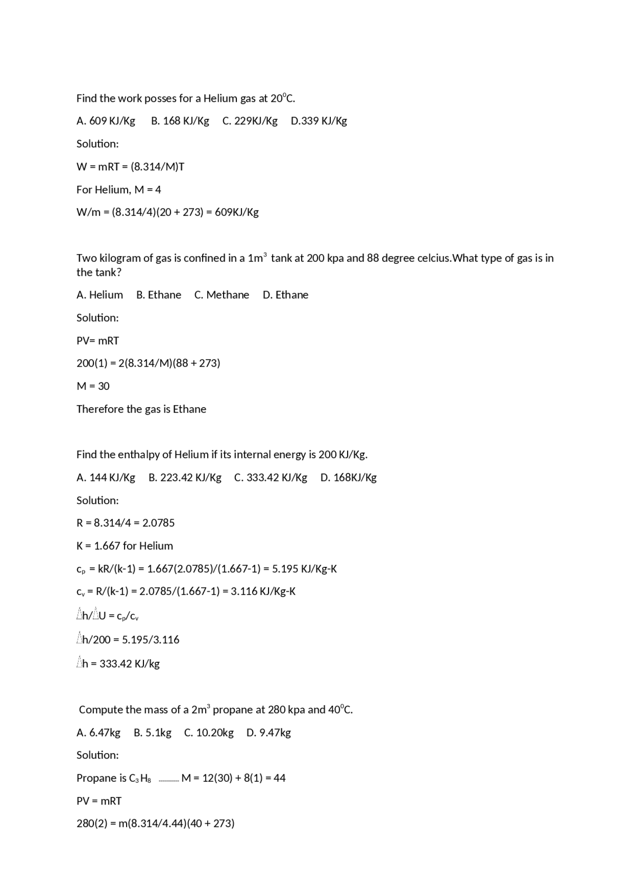Thermodynamics Problem Set Docsity