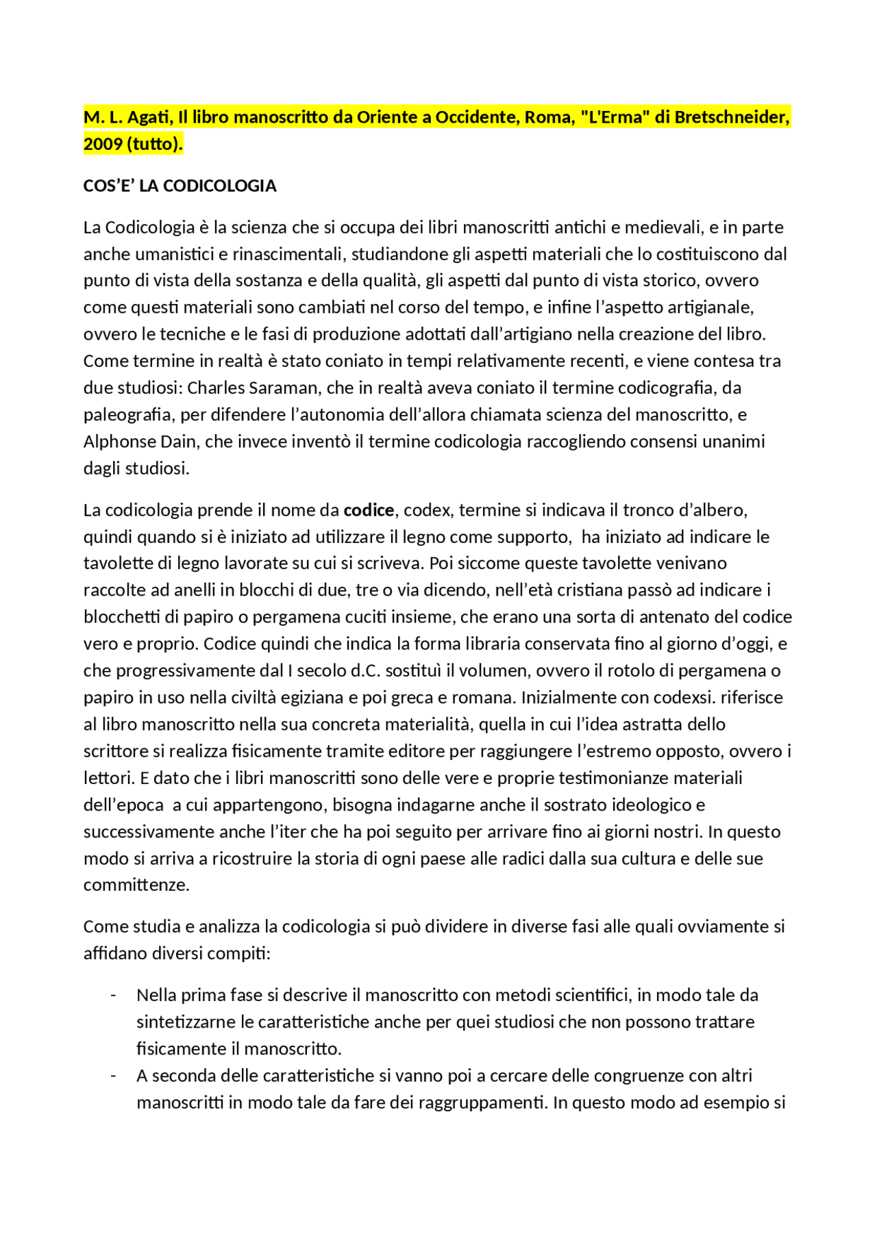Il Libro Manoscritto Da Oriente A Occidente Di Agati Docsity