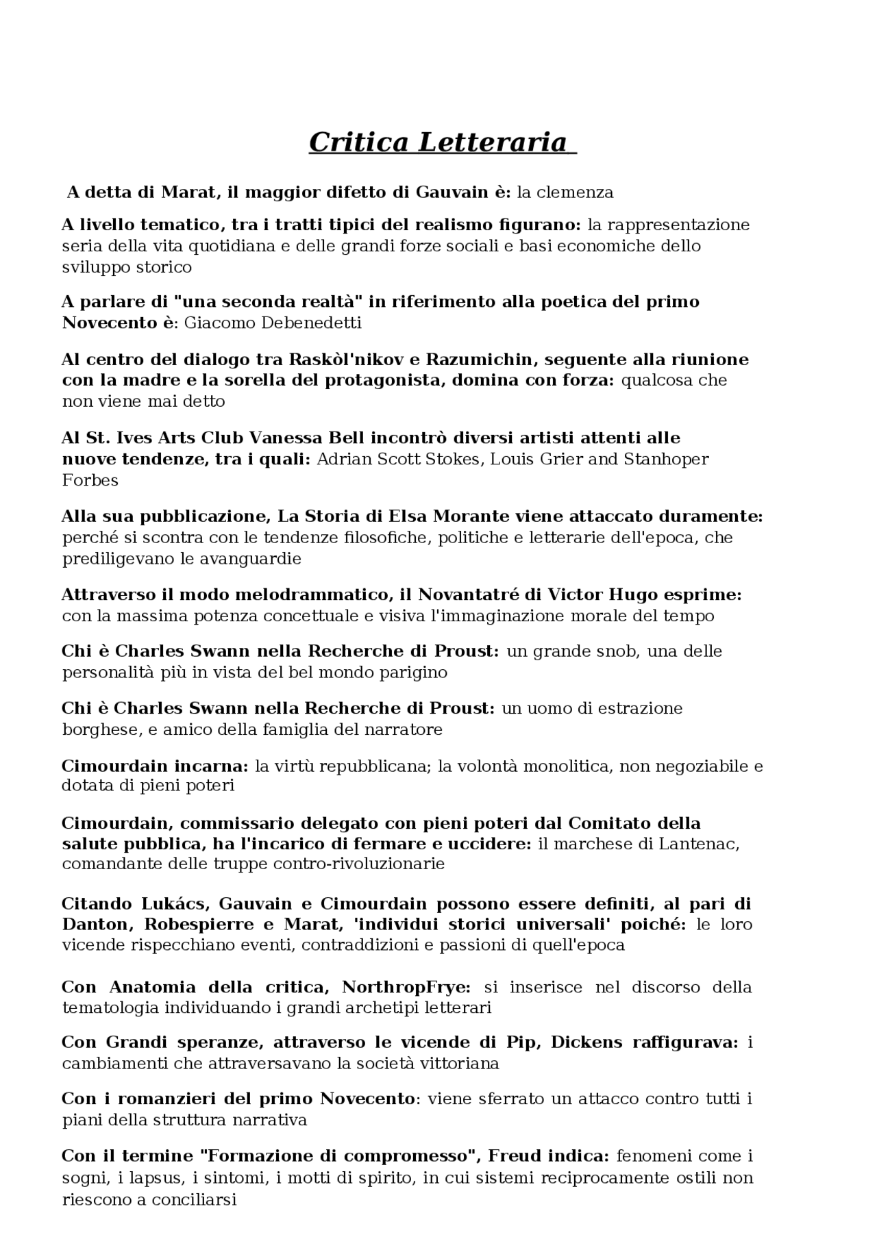 Critica Letteraria e letterature comparate LM 39 Pegaso | Prove d'esame di Critica Letteraria ...