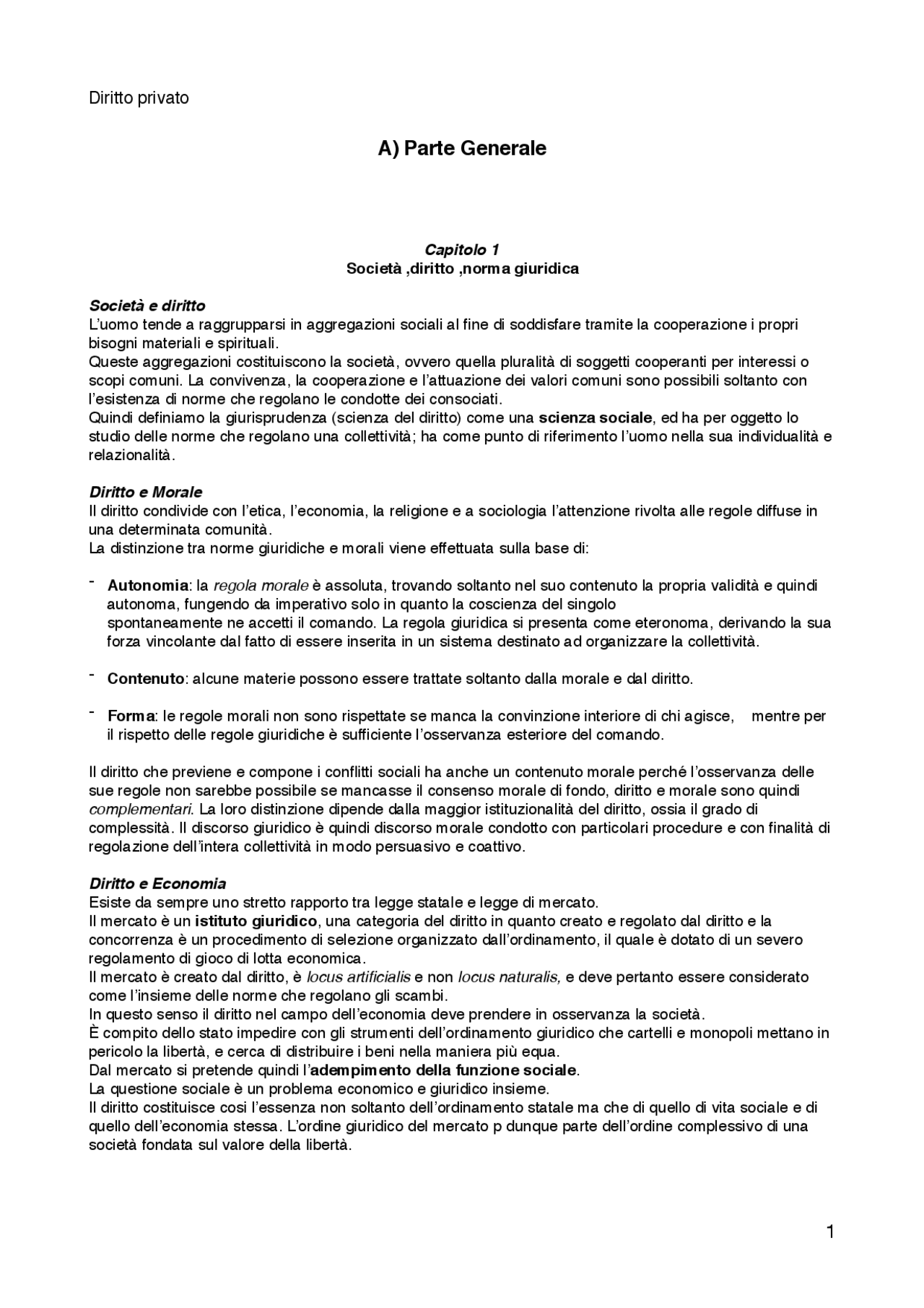 Riassunto Parte Iniziale Docsity