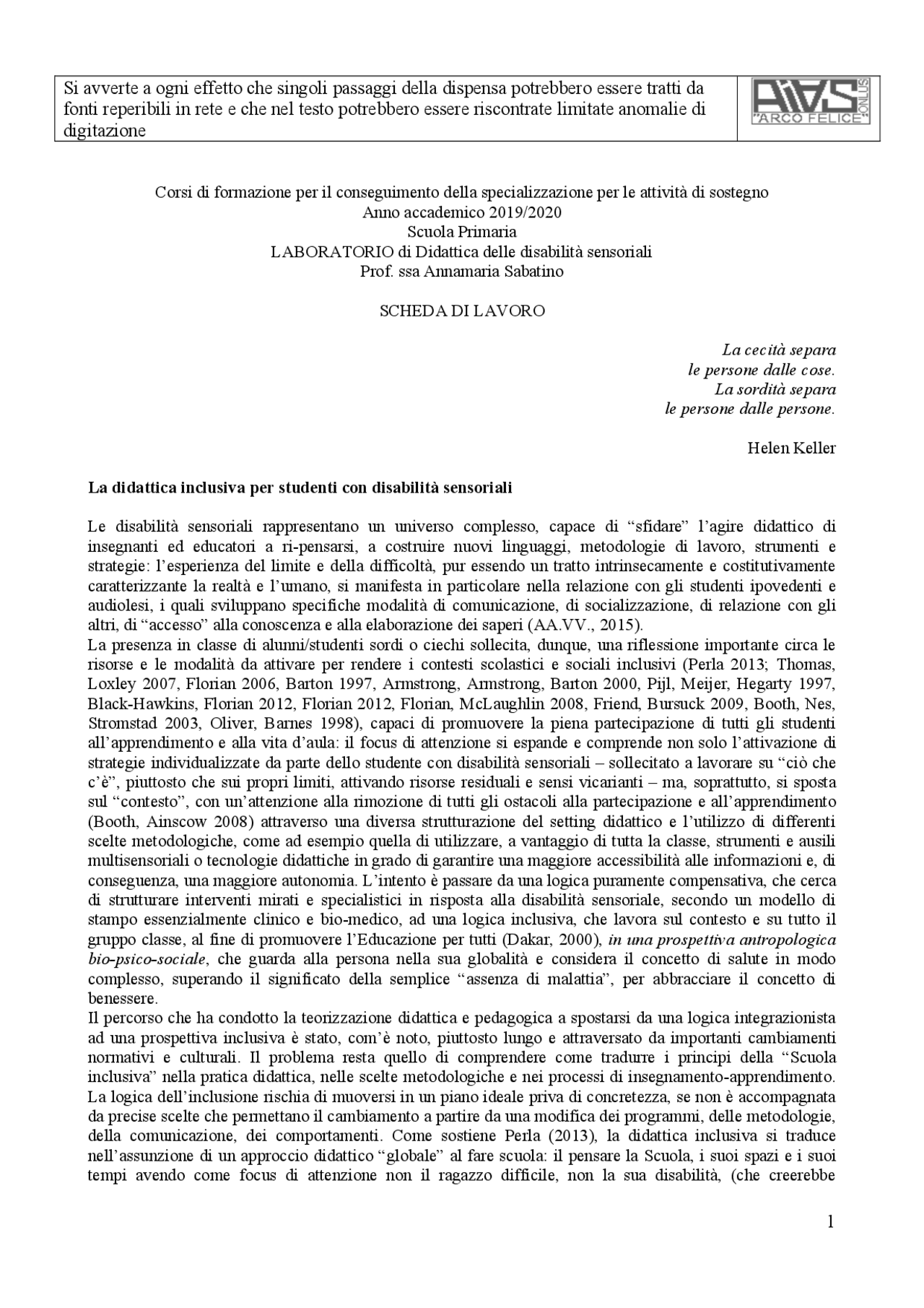 Dispense Disturbi Sensoriali Dispense Di Psicologia Generale Docsity