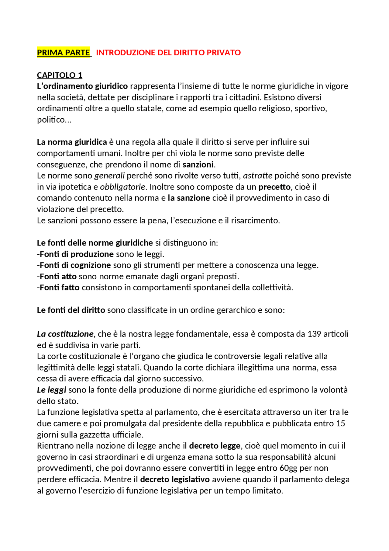 Diritto Privato Riassunto Docsity