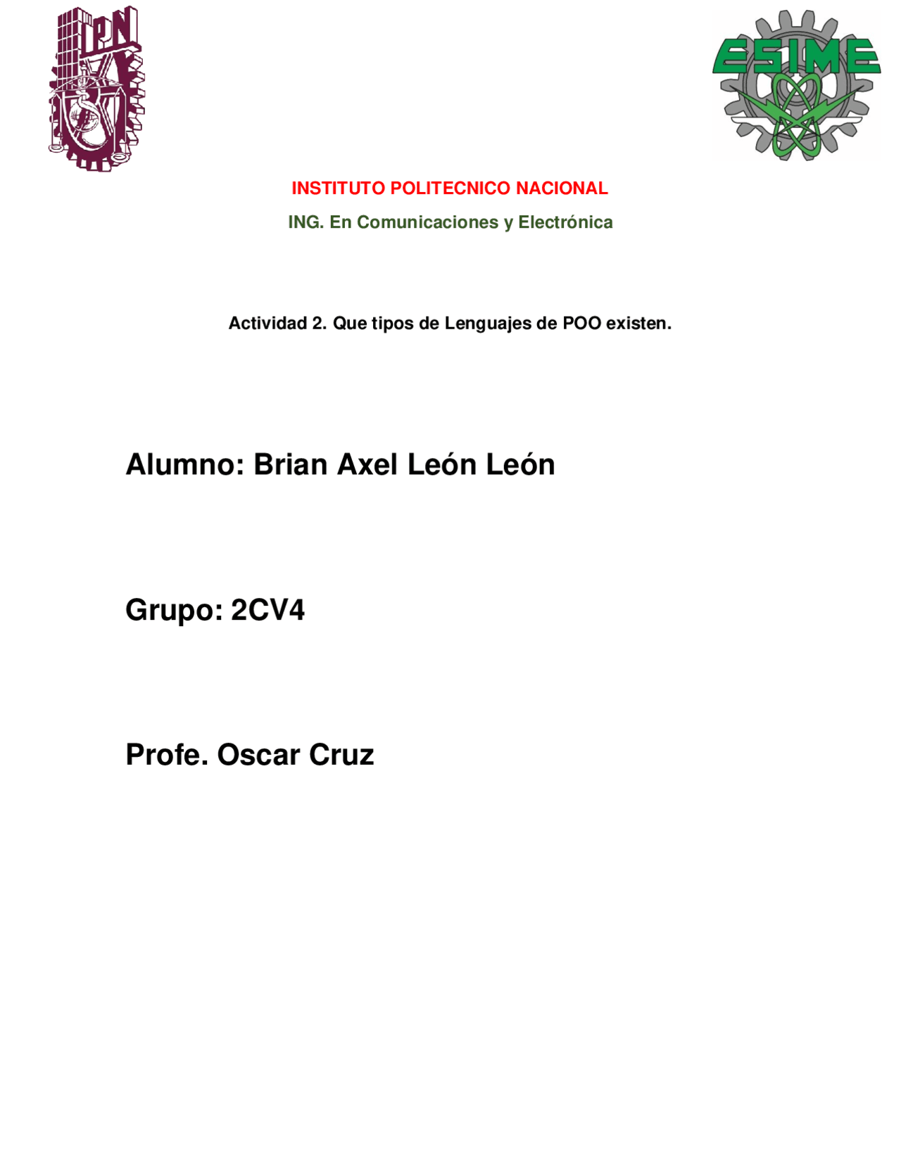 Tipos de lenguaje en POO | Guías, Proyectos, Investigaciones de ...
