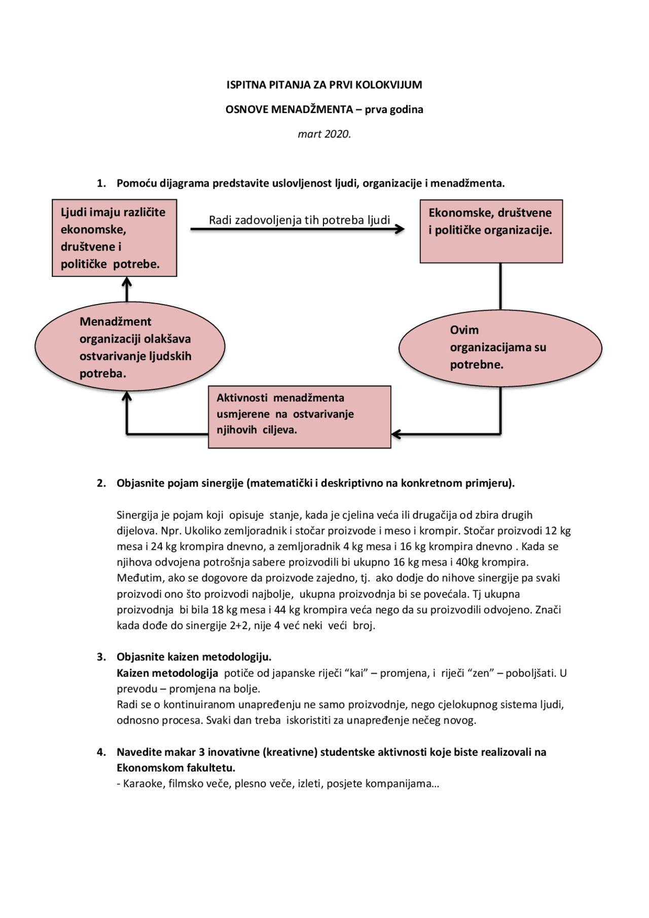 Osnovi Menadzmenta Prvi Kolokvijum Skripte Predlog Menadžment Docsity