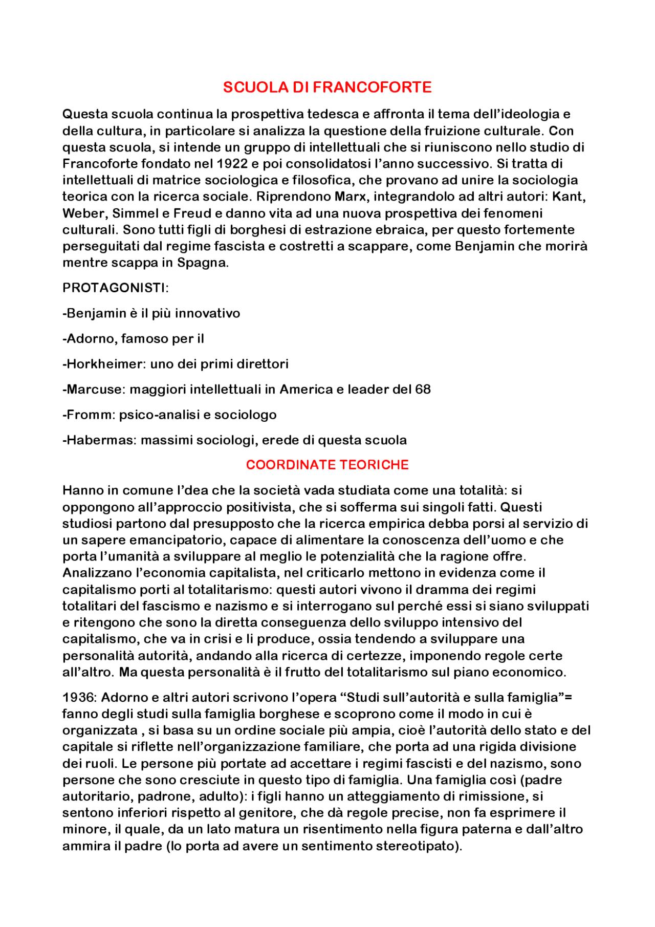 Scuola Di Francoforte Docsity