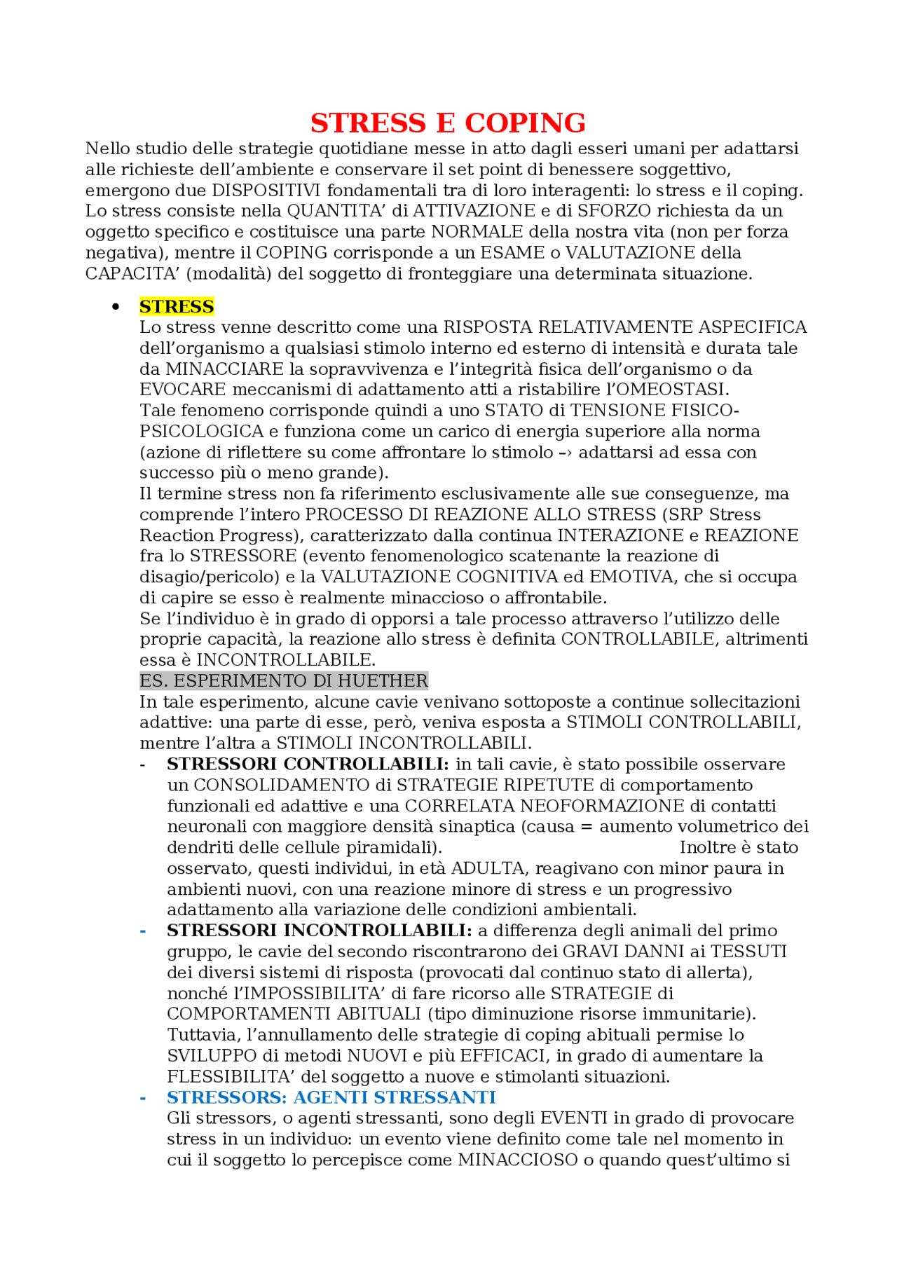 Stress E Coping Capitolo 13 Docsity