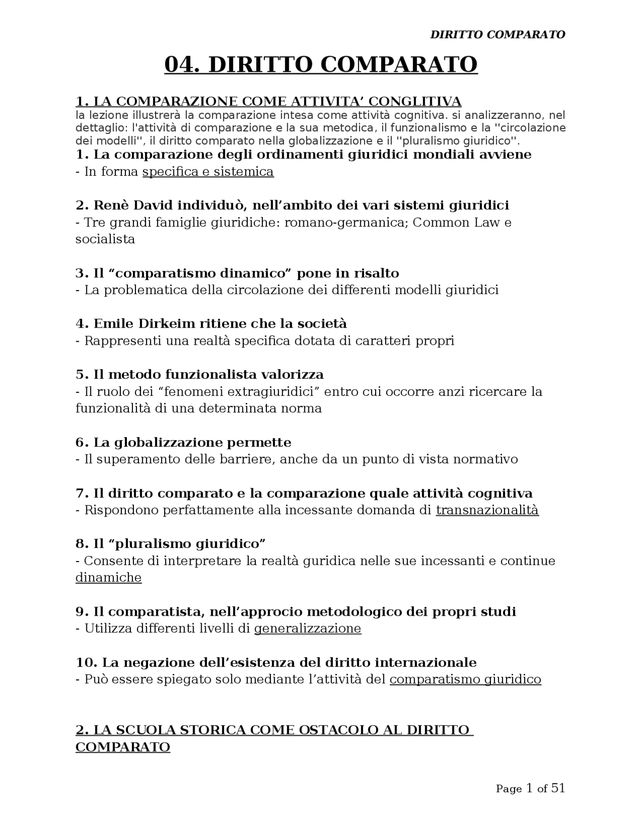Unipegaso Test Dir Privato Comparato Docsity