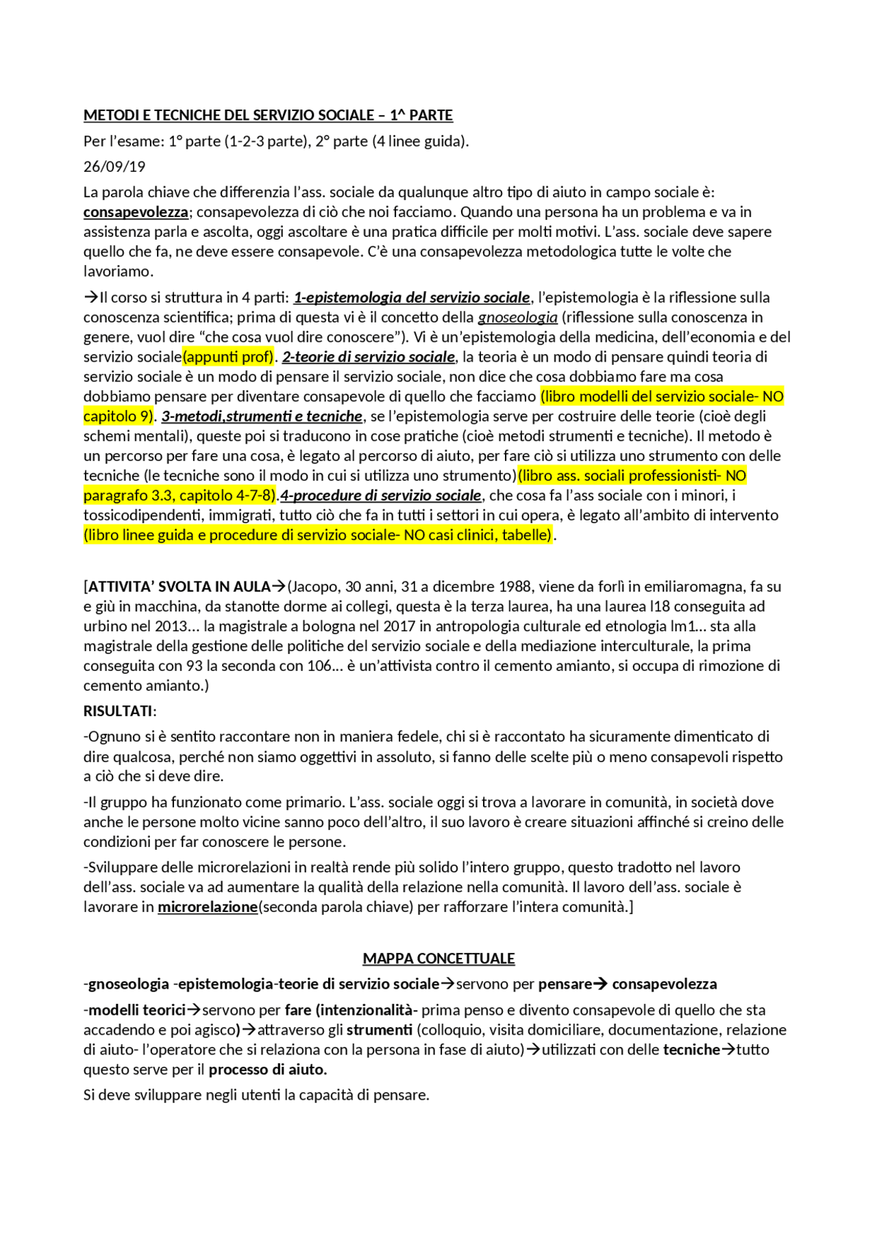 Metodi E Tecniche Del Servizio Sociale Prima Parte Docsity