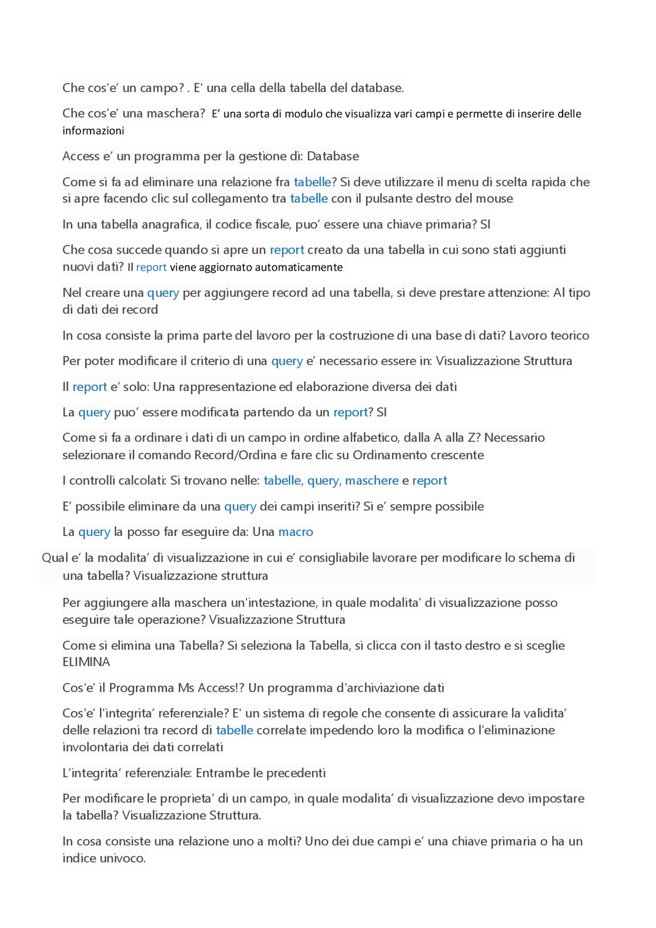Esame Eirsaf Full Modulo 8 Prove Desame Di Informatica Docsity