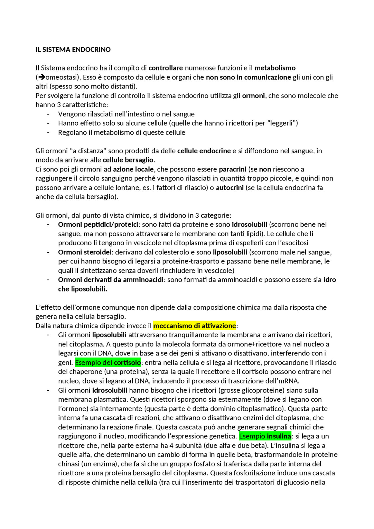 Il Sistema Endocrino Docsity