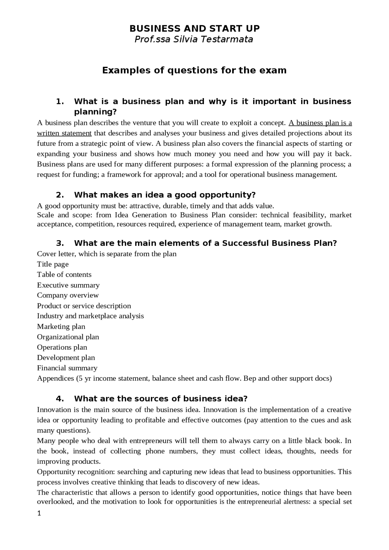 Riassunti Business Planning And Start Up Docsity