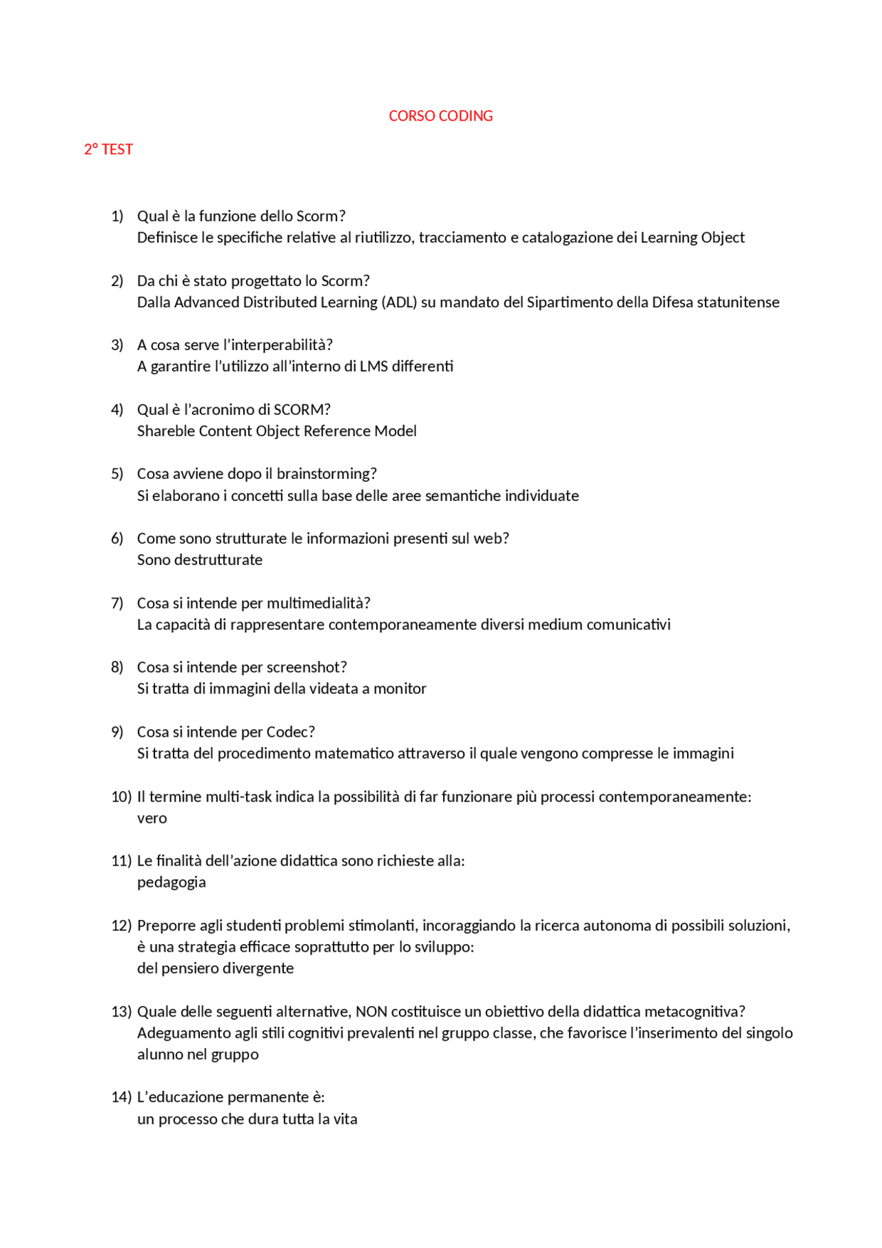2° Test Coding Asset Scuola Docsity