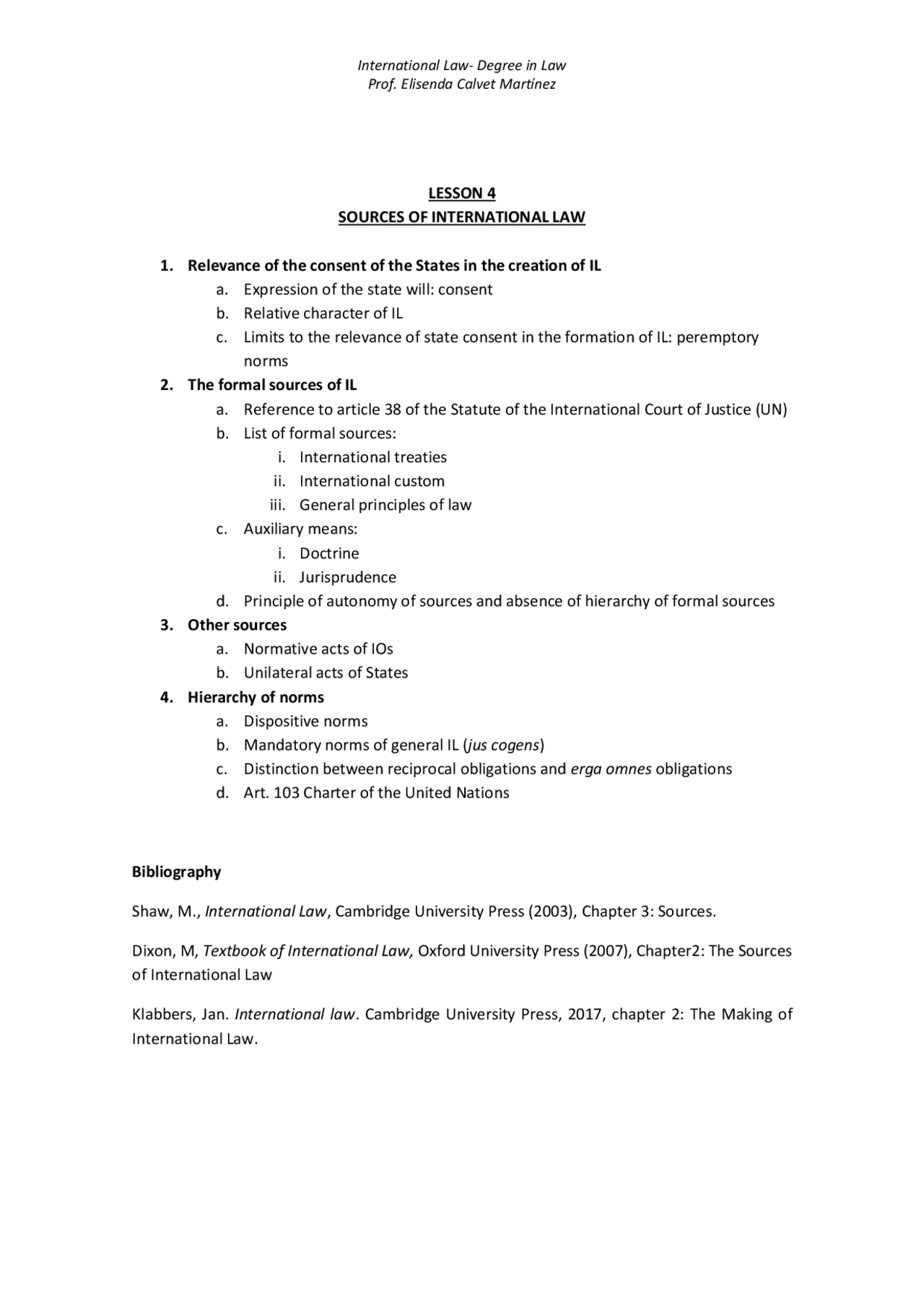 Esquemas international law - Docsity