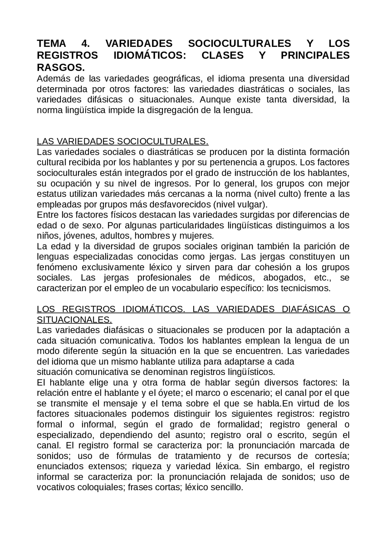 Tema 4 de lengua SELECTIVIDAD - Docsity