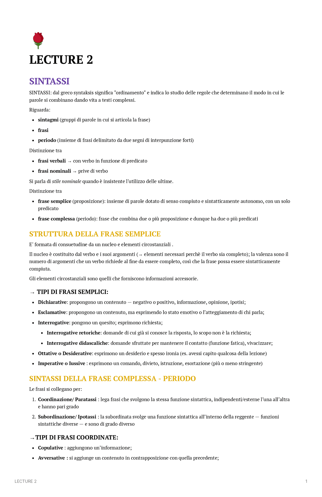 Tecniche Espressive E Tipologie Del Testo Sintassi Docsity