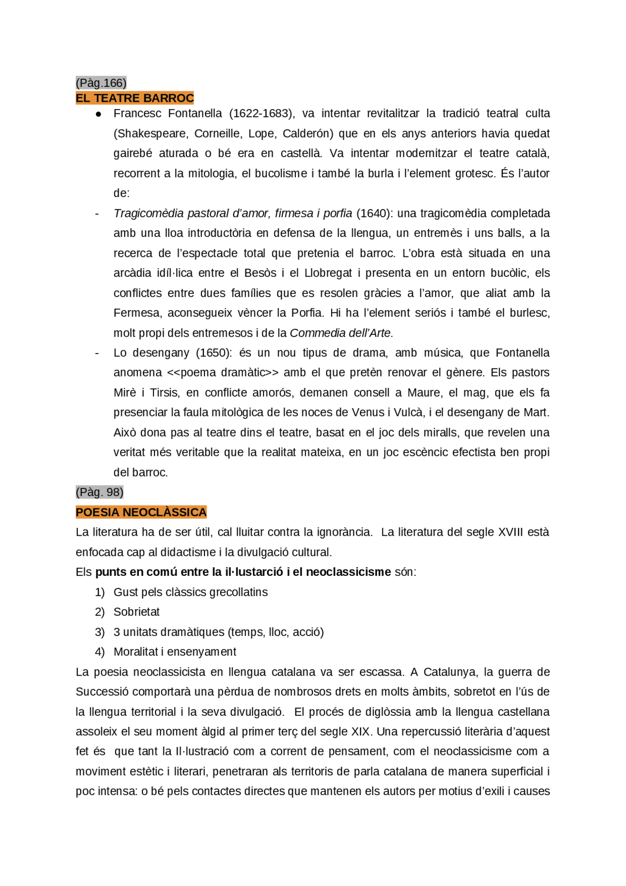 Apunts CatalÀ El Teatre Barroc Docsity