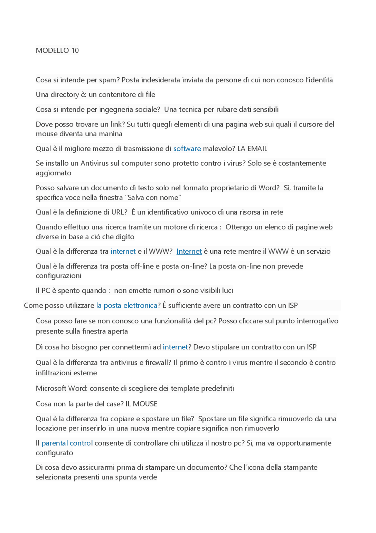 Esame Eirsaf Full Modulo 10 Prove Desame Di Elementi Di Informatica