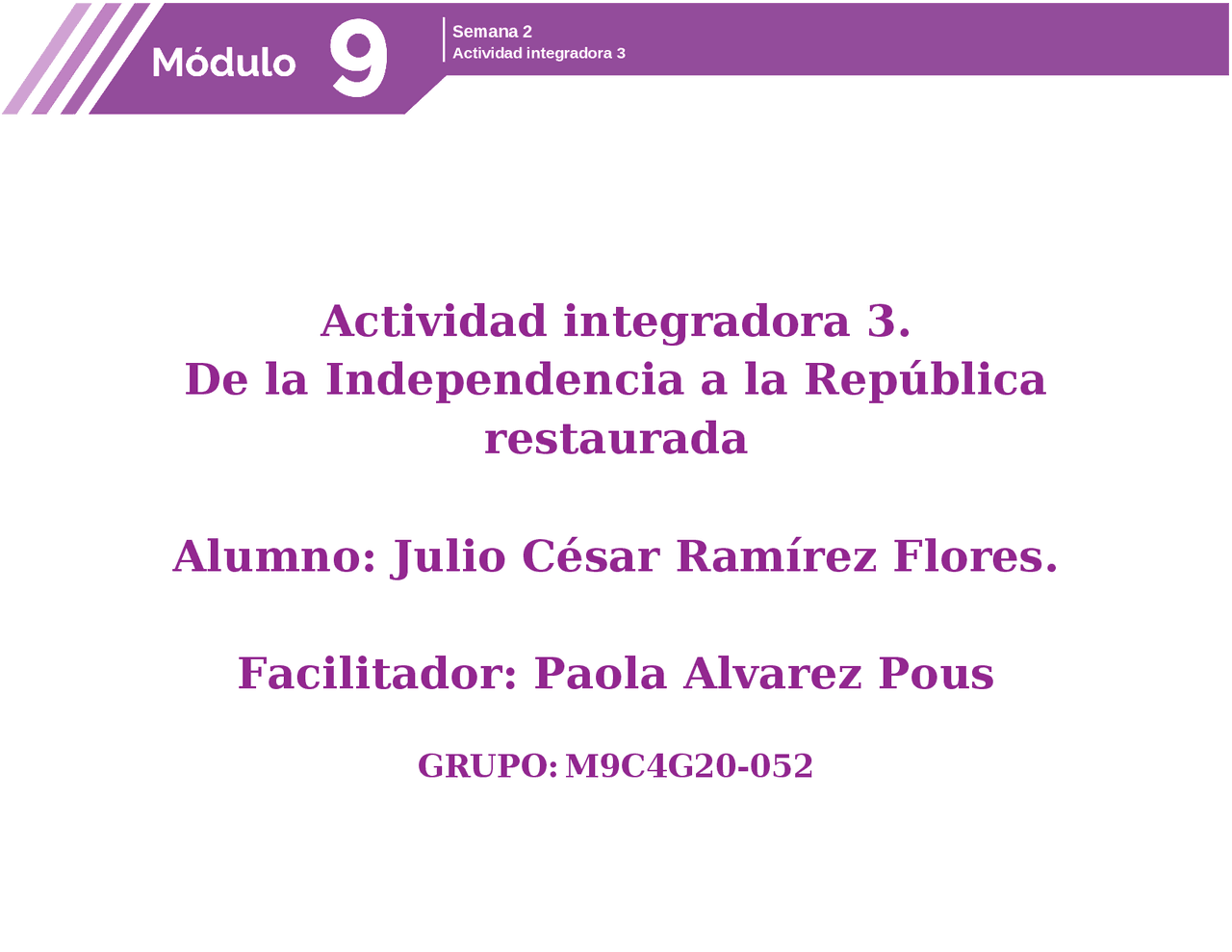Actividad Integradora 3 Modulo 9 Ejercicios De Historia Docsity