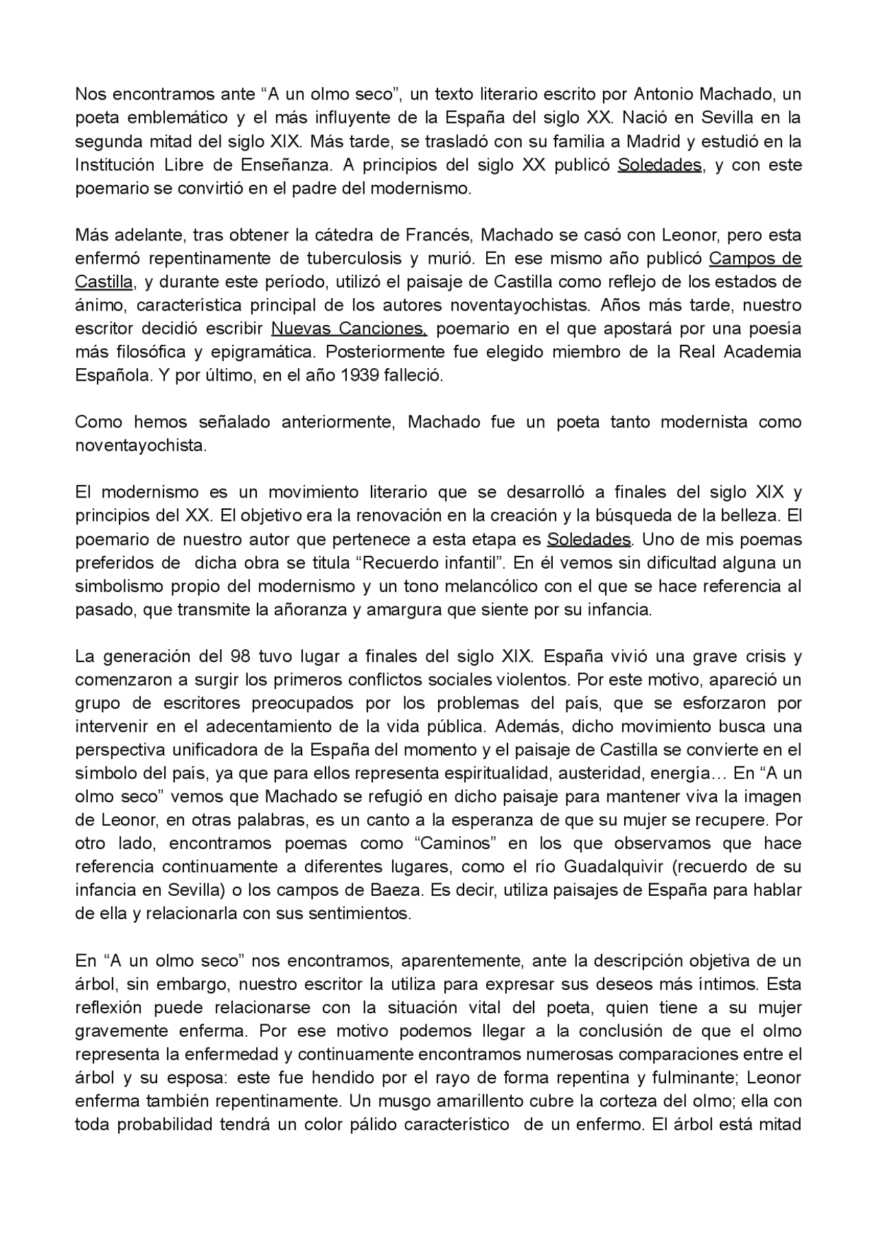 A UN OLMO SECO, ANTONIO MACHADO - Docsity