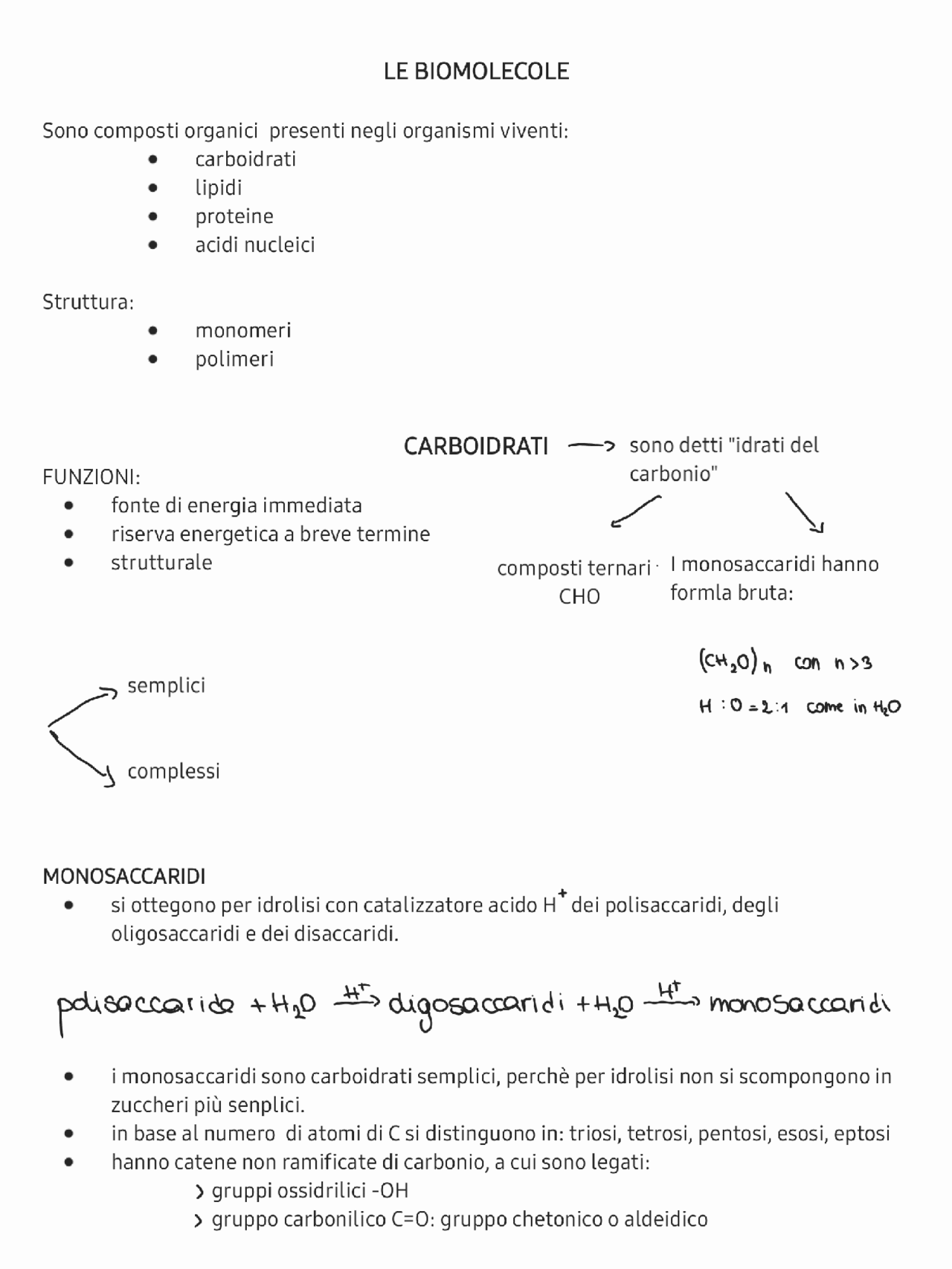 Le Biomolecole Appunti Appunti Di Biologia Docsity