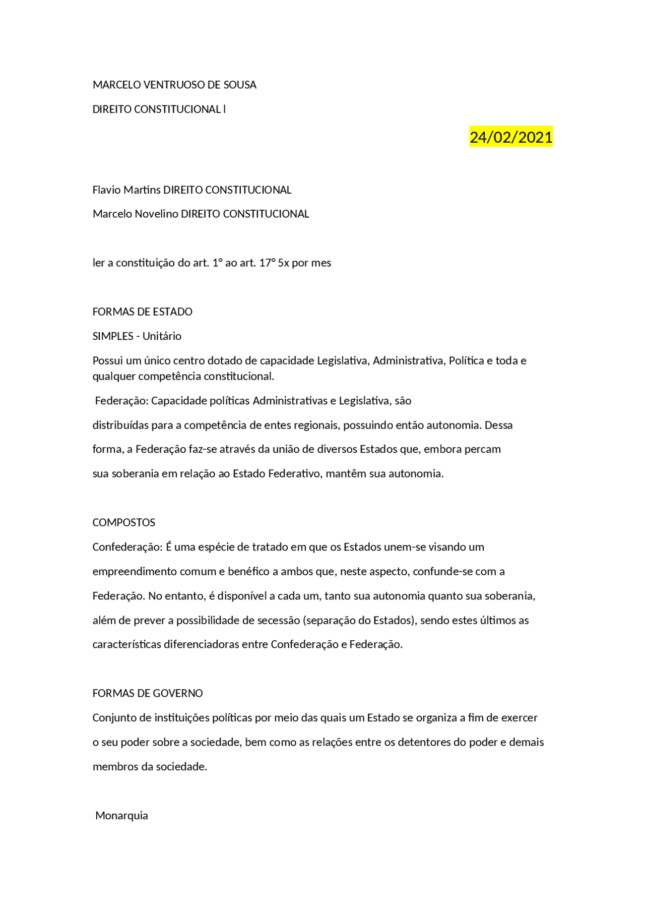 Direito Constitucional L Docsity