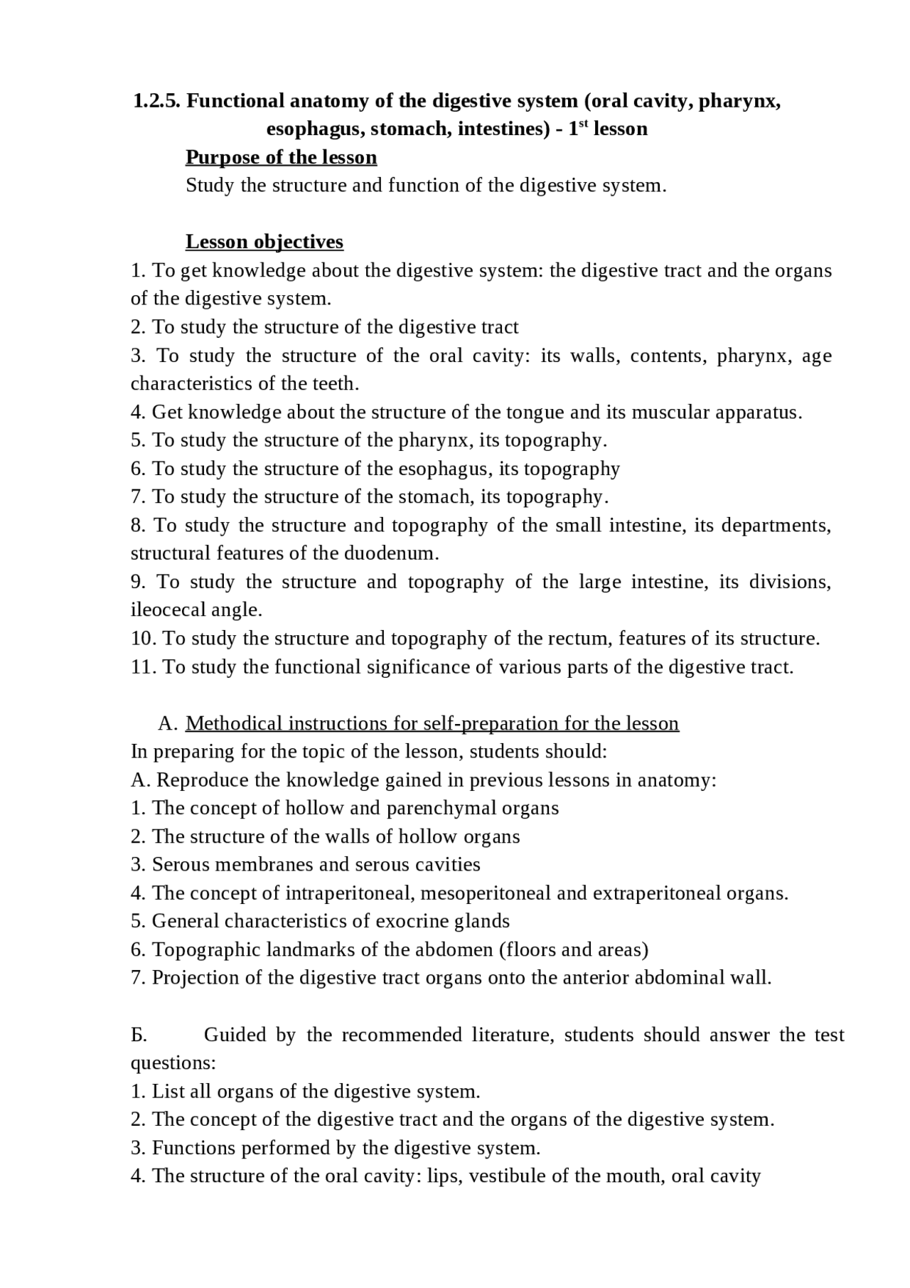 Anatomy task questions with answers - Docsity