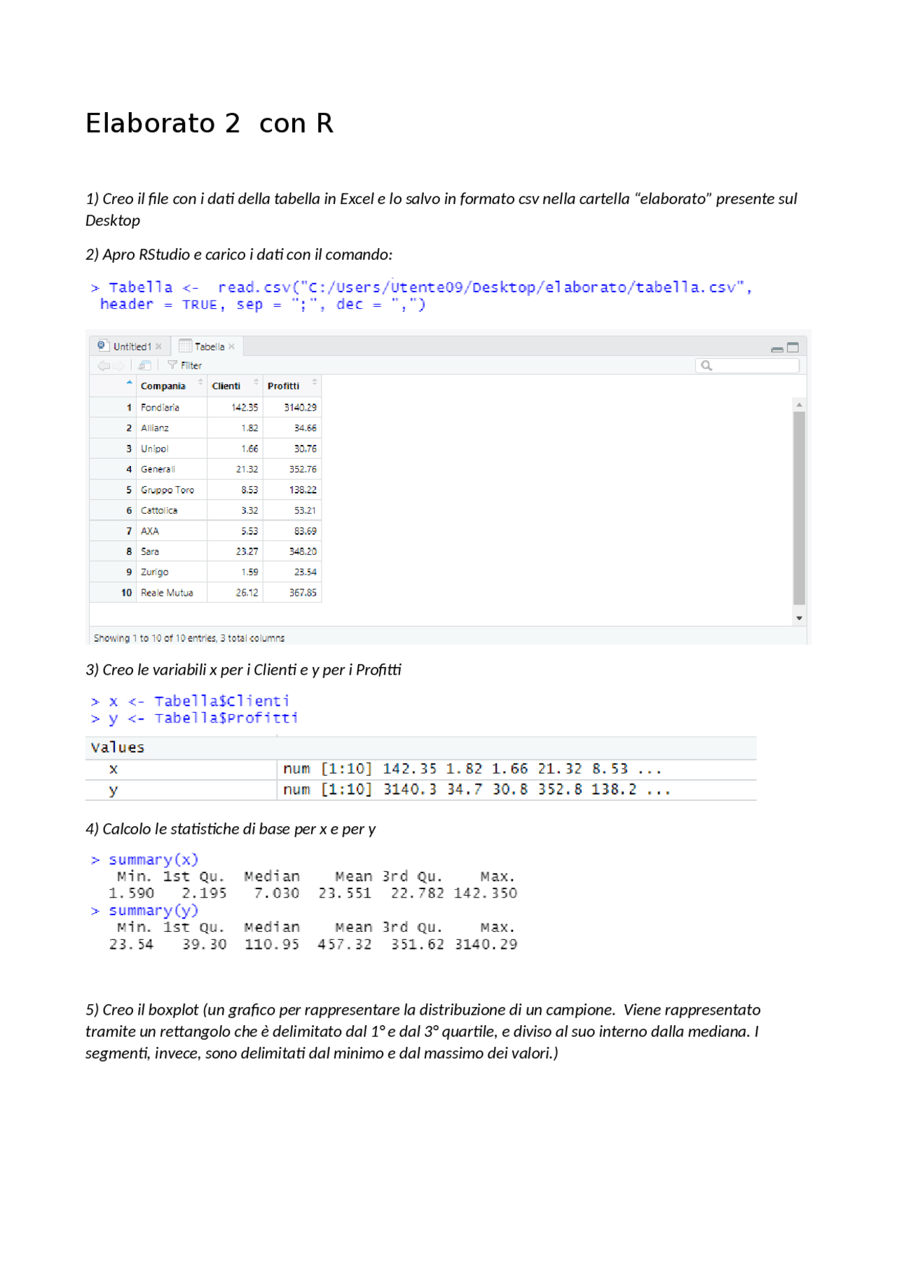Elaborato 2 Con R Statistica Docsity