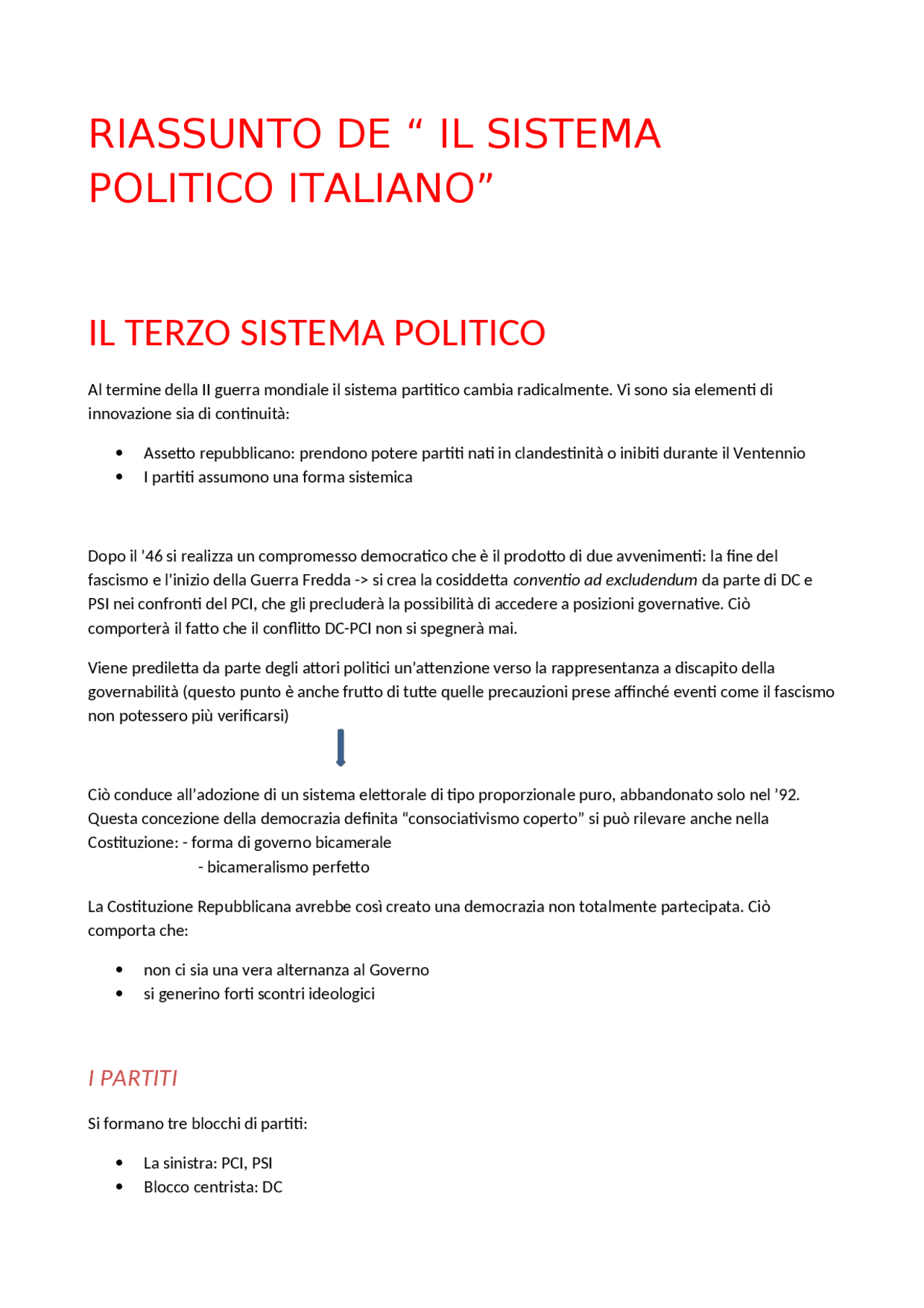 Sistema Politico Italiano Docsity