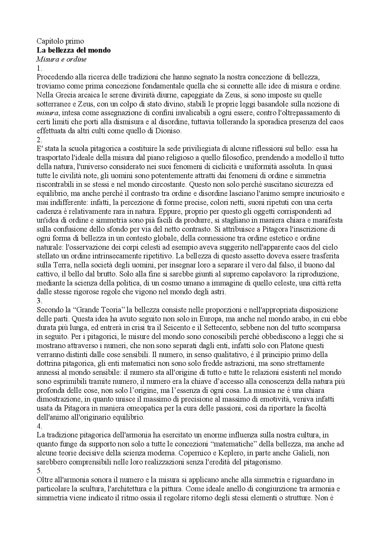 Le Forme Del Bello Rbodei Sintesi Del Corso Di Estetica Docsity