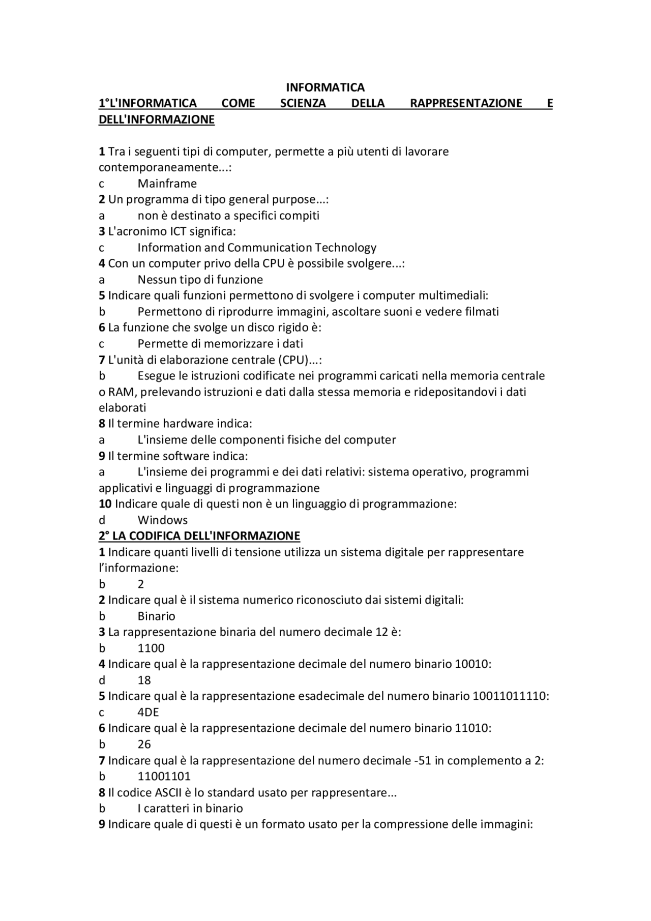Prova Di Abilità Informatica Docsity