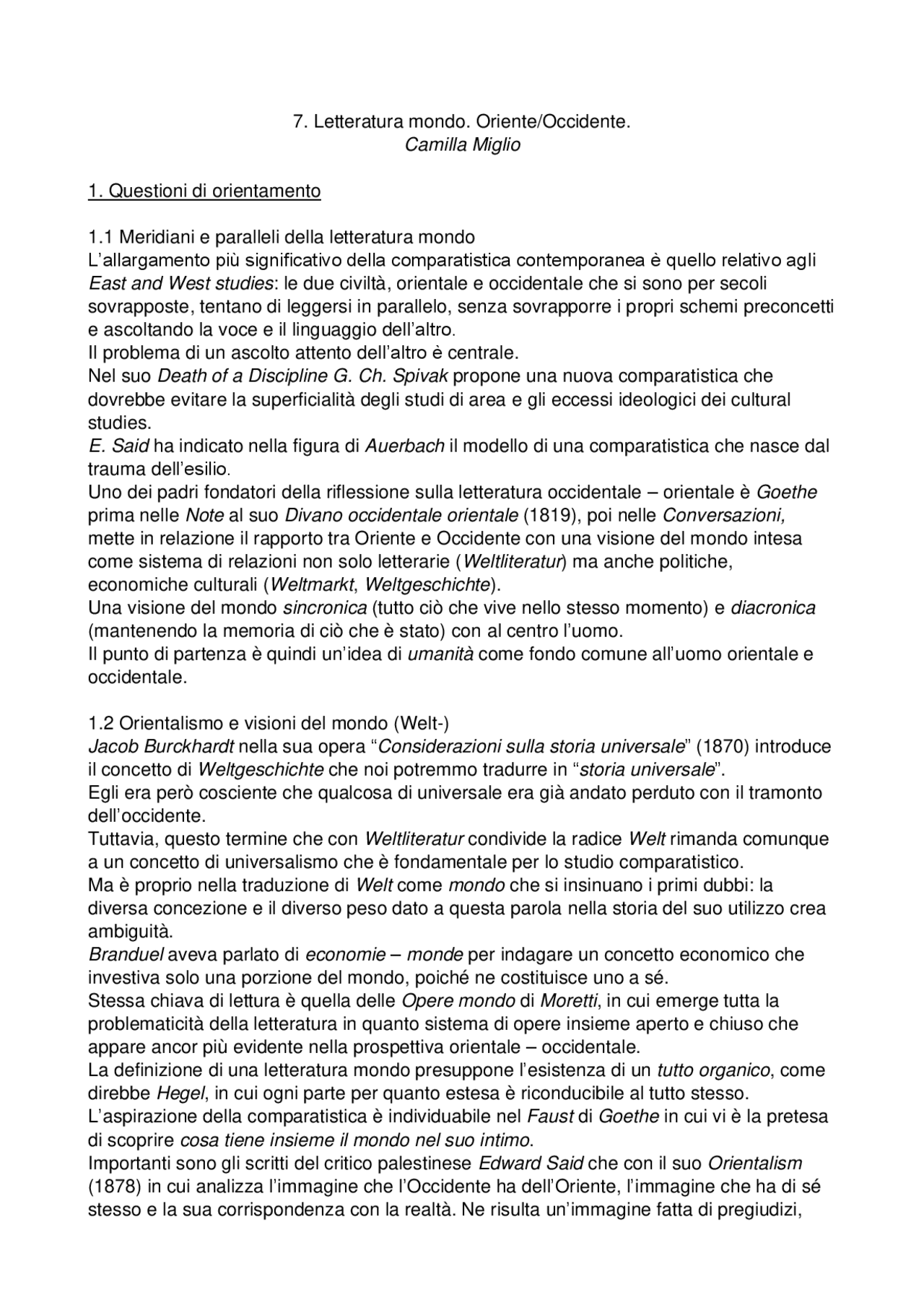 Letterature Comparate Francesco De Cristofaro Capitolo 7 Docsity